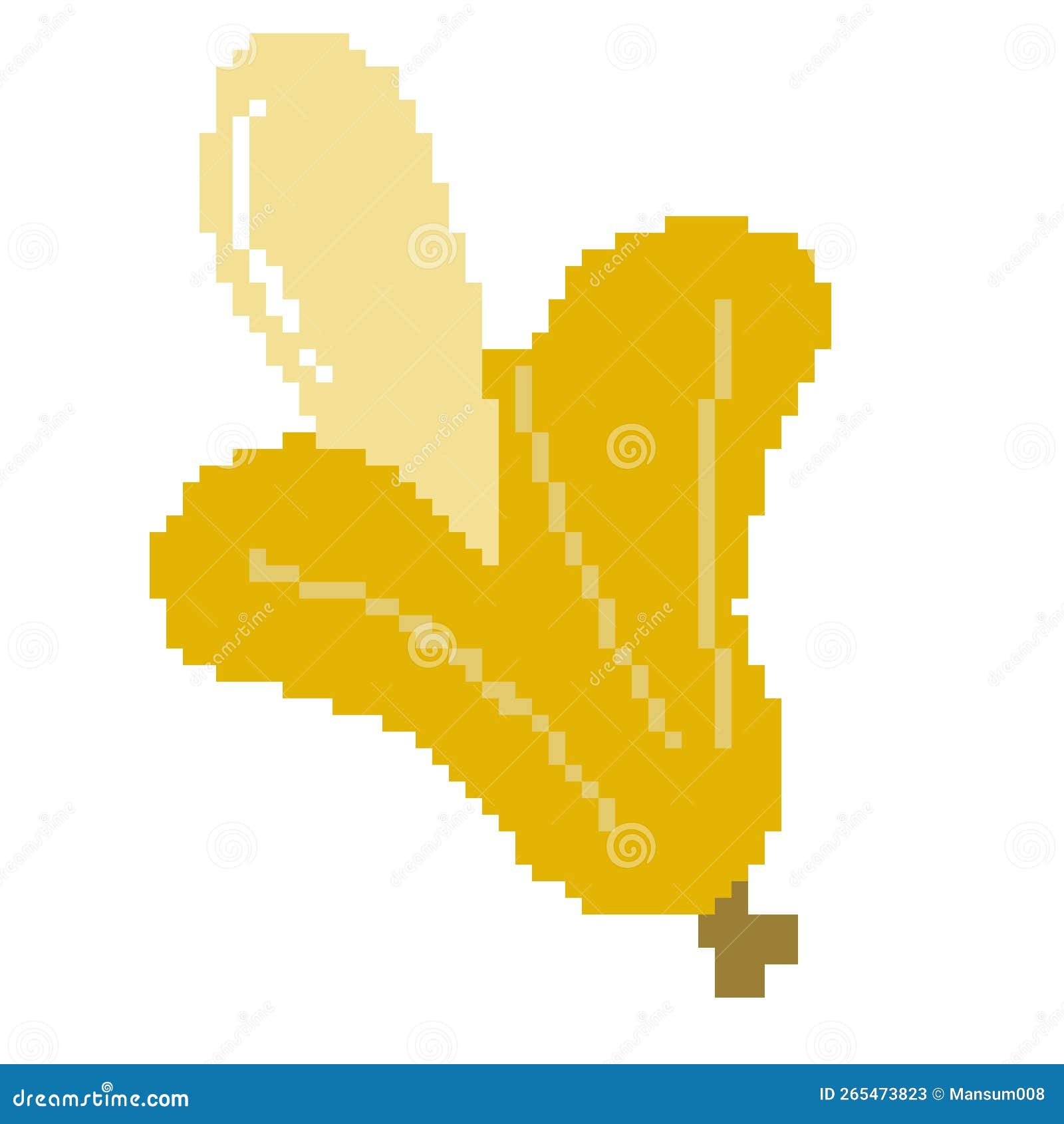Pixel Art of a Banana Cartoon Stock Illustration - Illustration of ...