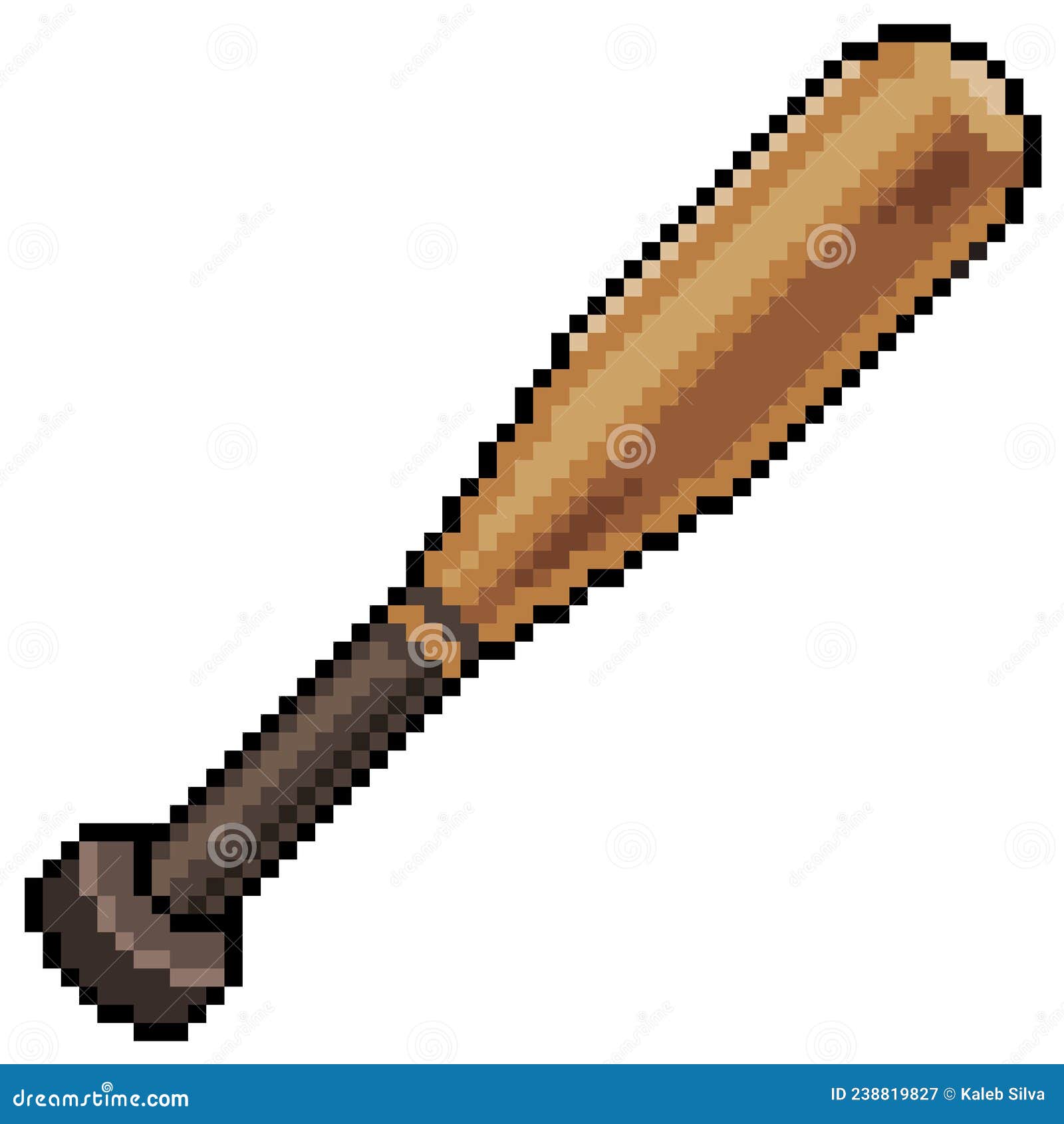 Pixel Art Baseball Bat Icon for 8bit Game Stock Vector - Illustration ...