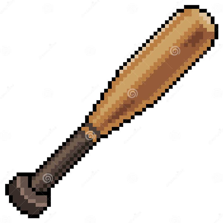 Pixel Art Baseball Bat Icon for 8bit Game Stock Vector - Illustration ...
