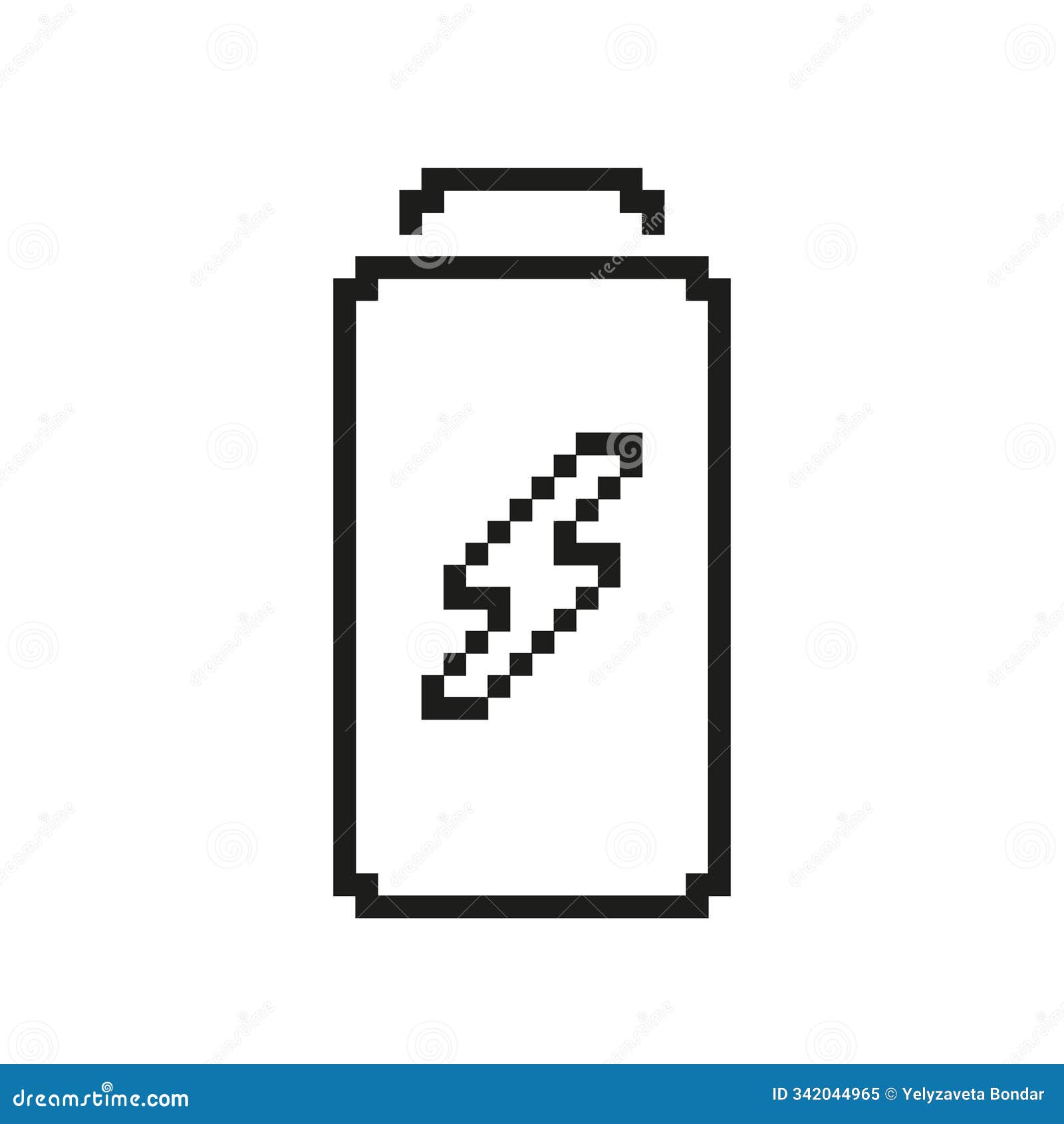 Pixel Art Battery Icon. Pixelated Battery with a Lightning Bolt Stock ...