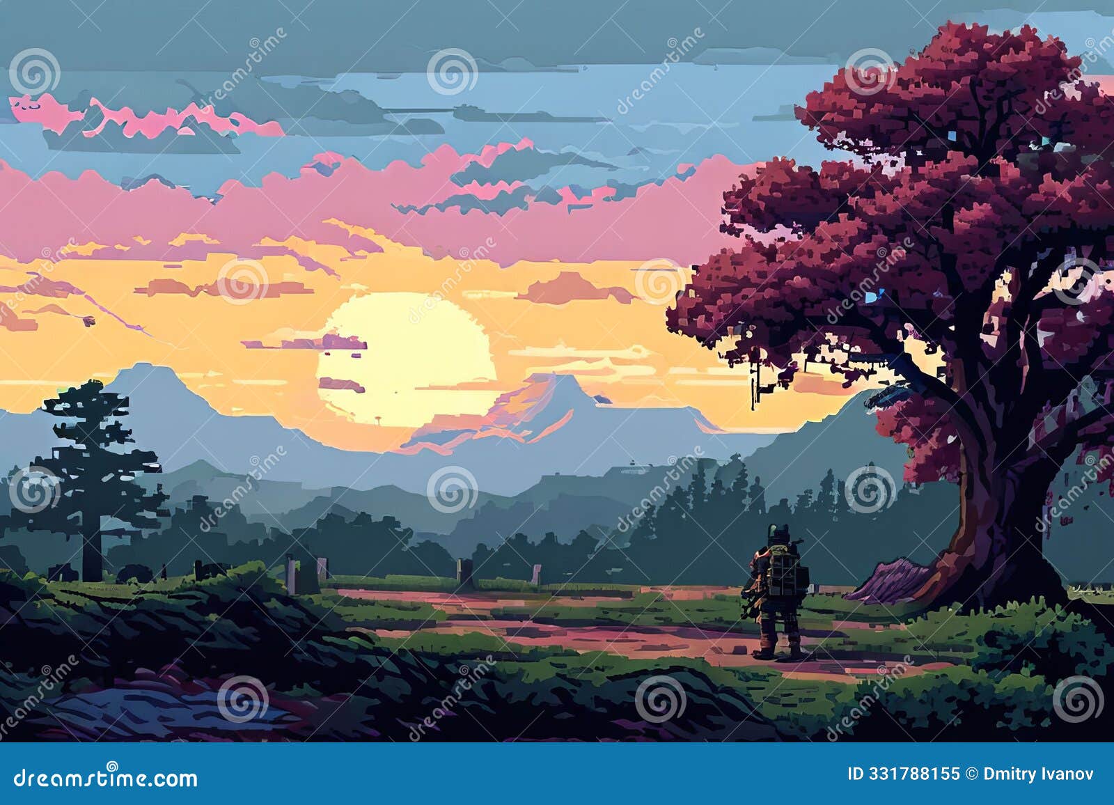 Pixel Art of a Battlefield Landscape a New Stock Illustration ...