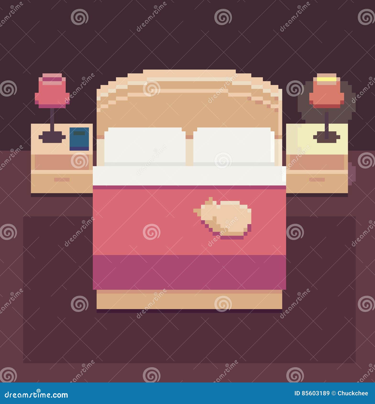 PIXEL Art Bedroom vektor illustrationer. Illustration av konst - 85603189