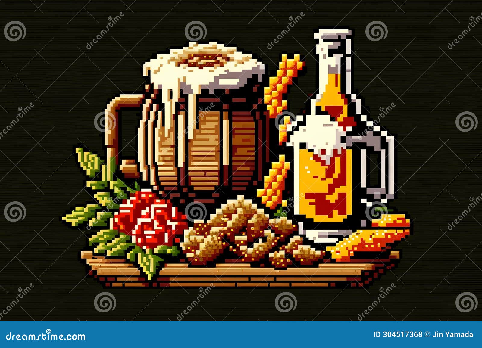 Pixel Art Beer and Potato, Vector Illustration, Eps 10. Stock ...