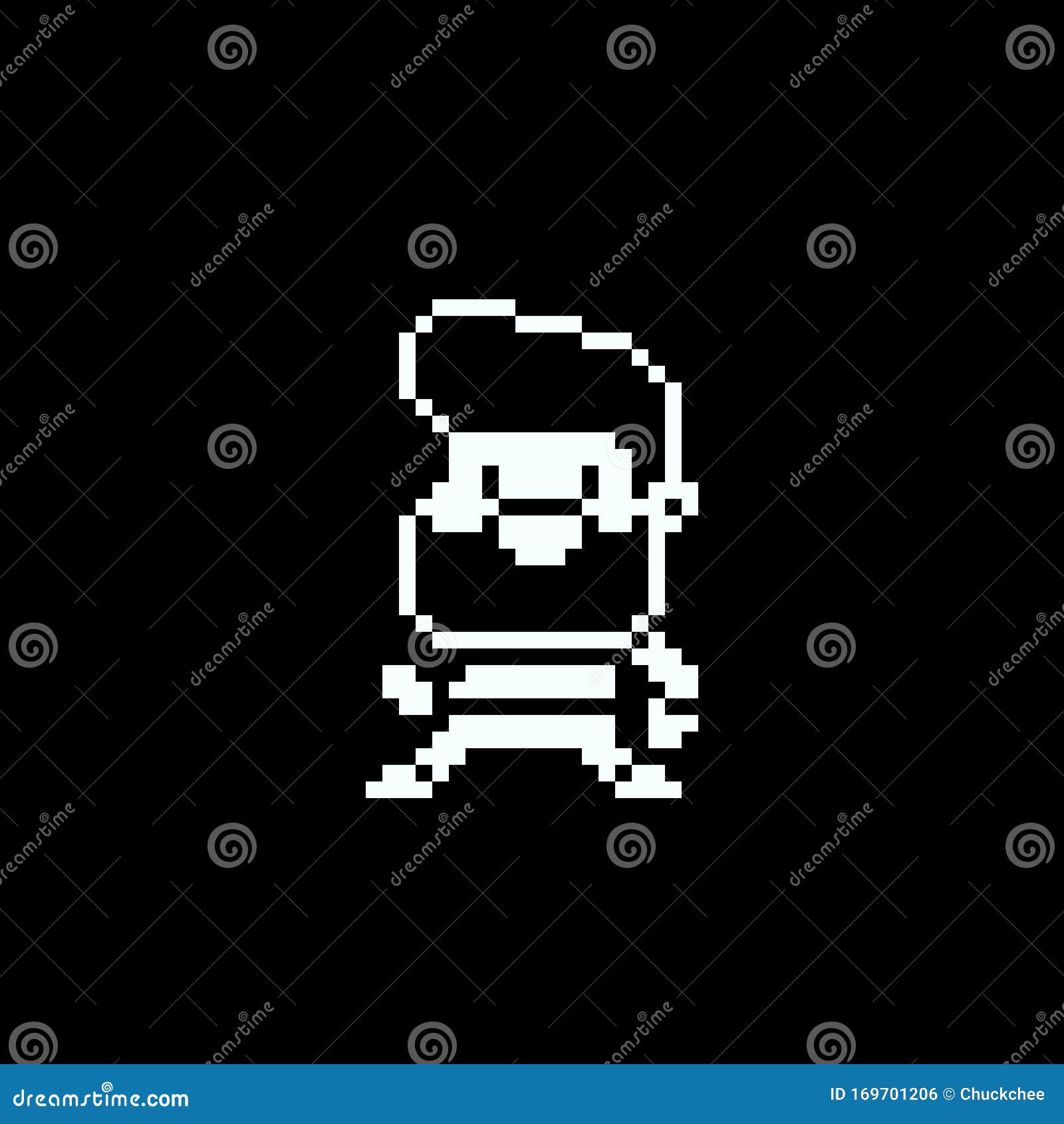 Pixel Art 1-bit Character stock vector. Illustration of hipster - 169701206