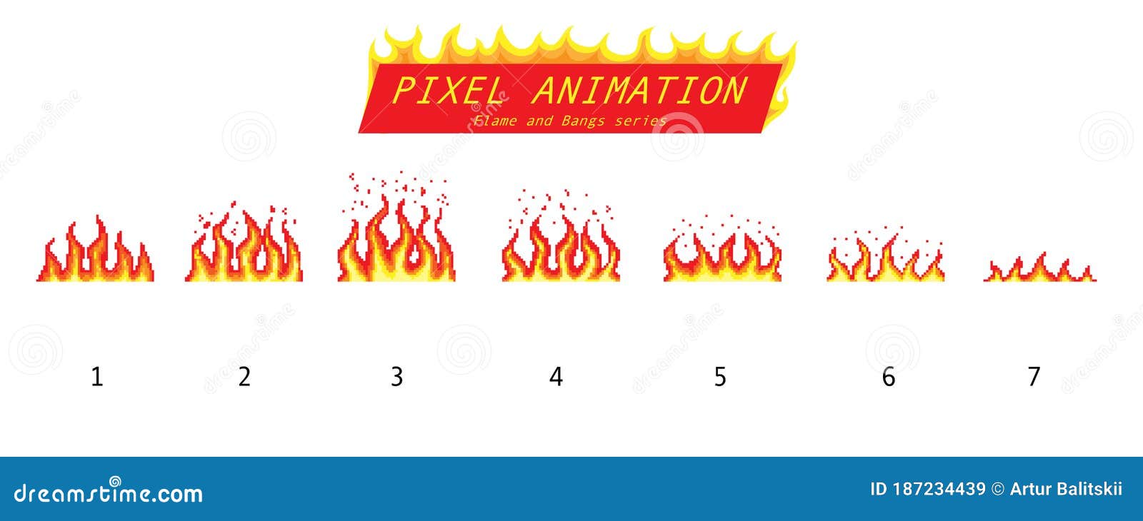 Pixel Art 8 Bit Fire Objects. Game Icons Set. Comic Boom Flame Effects ...