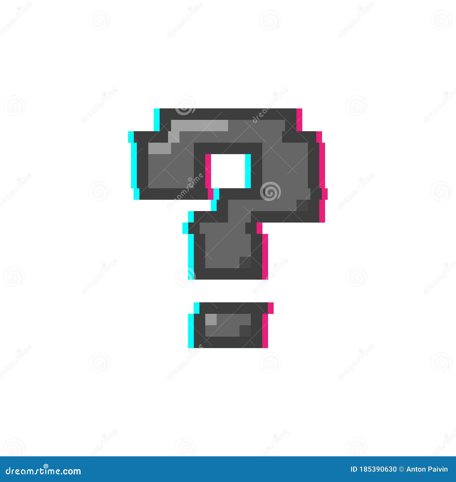 Pixel Art 8-bit Gray Question Mark 8-bit Style Glitch Effect - Isolated ...