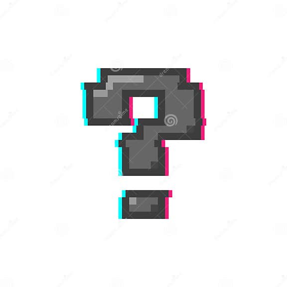 Pixel Art 8-bit Gray Question Mark 8-bit Style Glitch Effect - Isolated ...