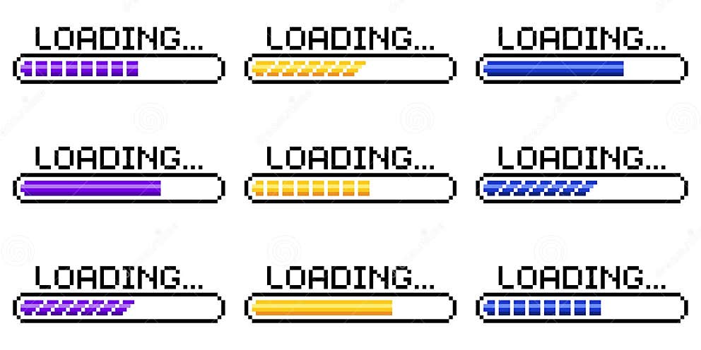 Pixel Art 8-bit Loading Bar Concept. Loading or Installing Process ...