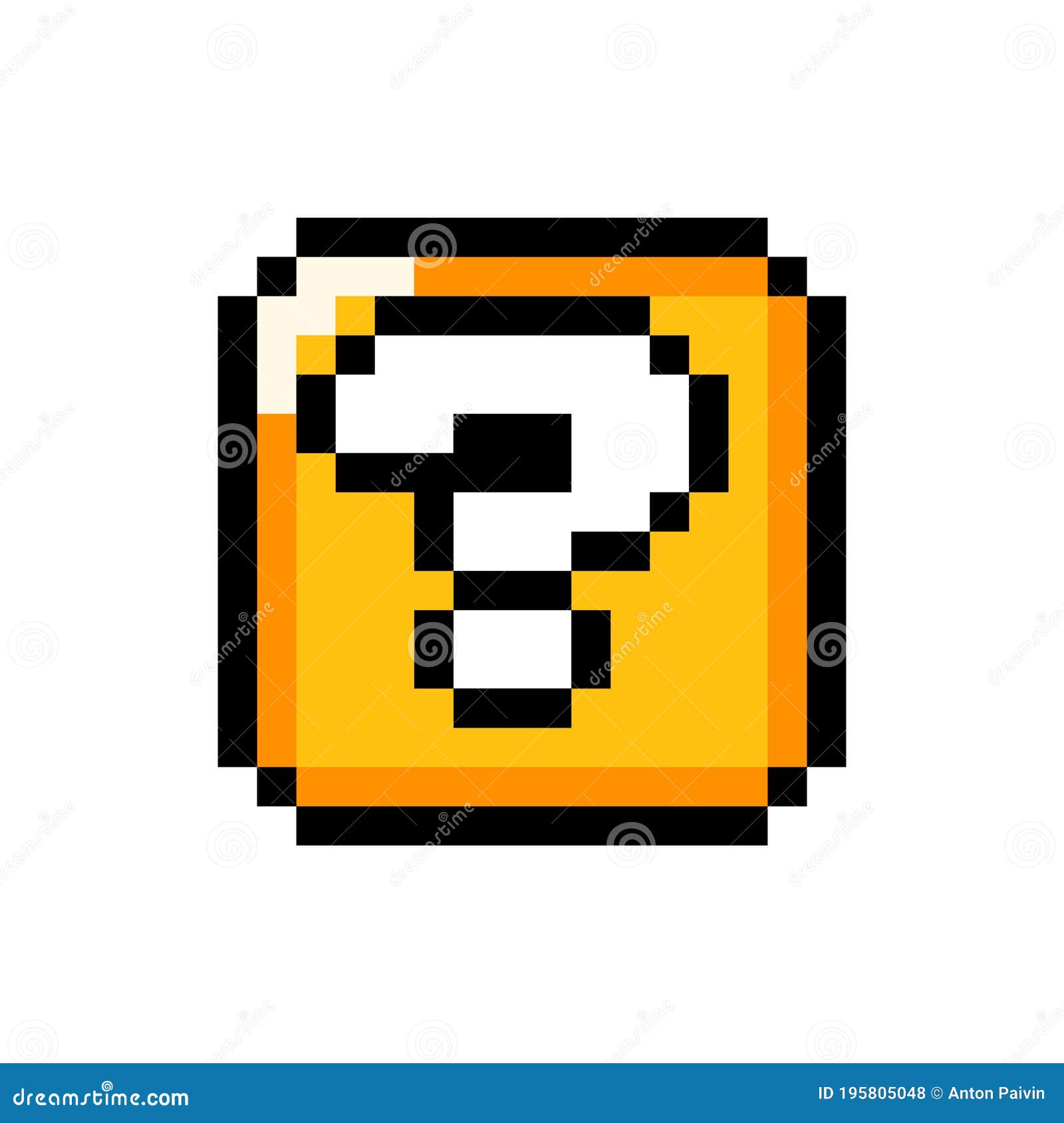 Pixel Art 8-bit Question Mark Gold Box - Isolated Vector Illustration ...