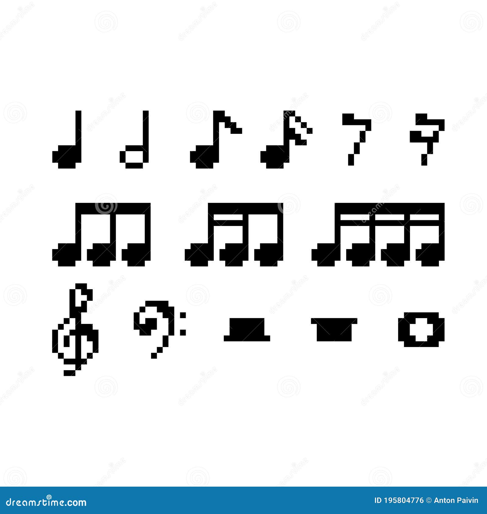 Pixel Art Musical Note With Coffee Music Lettering Cartoon Vector ...