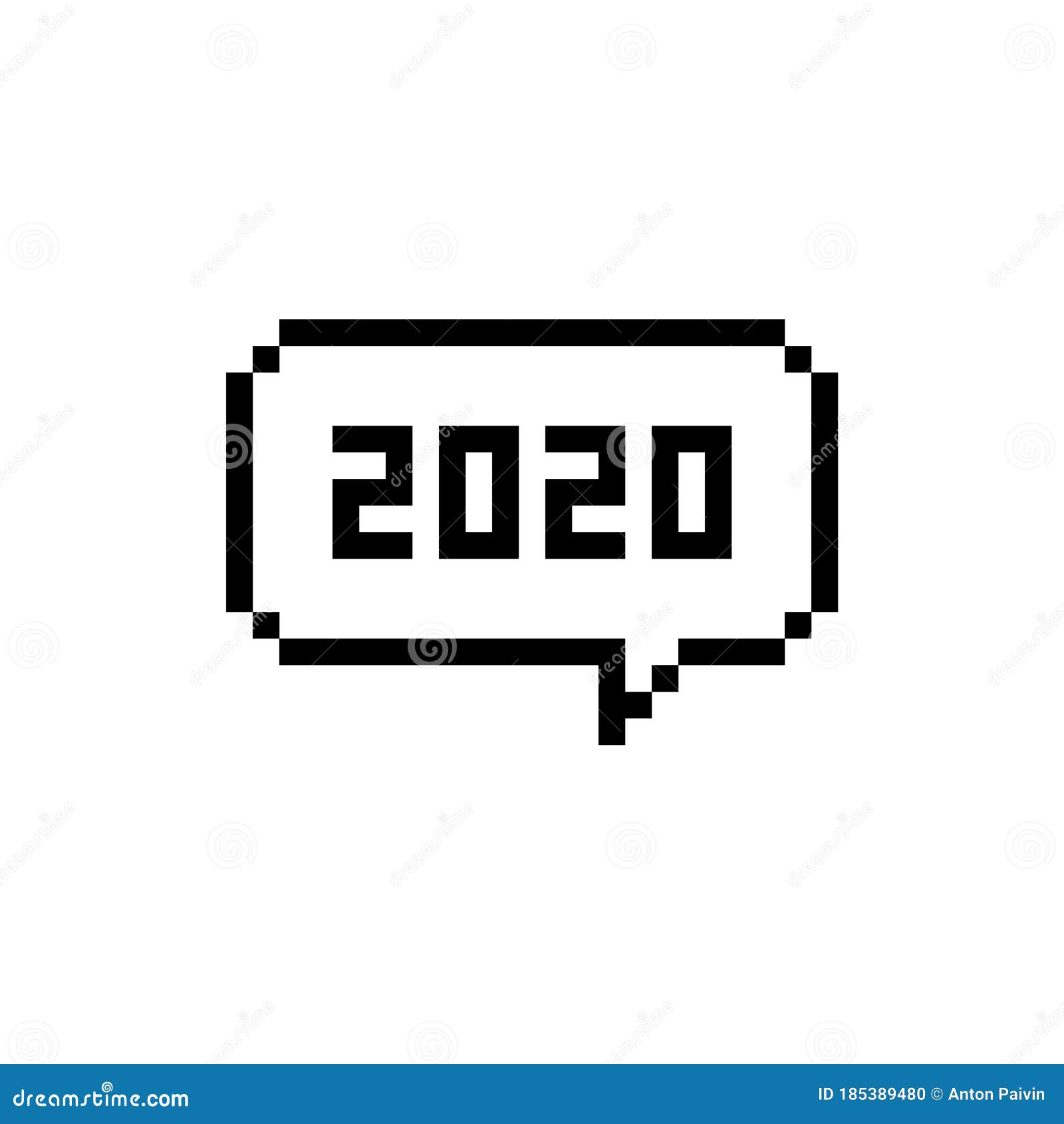 Pixel Art 8-bit Speech Bubble Sating 2019 Year - Isolated Vector ...