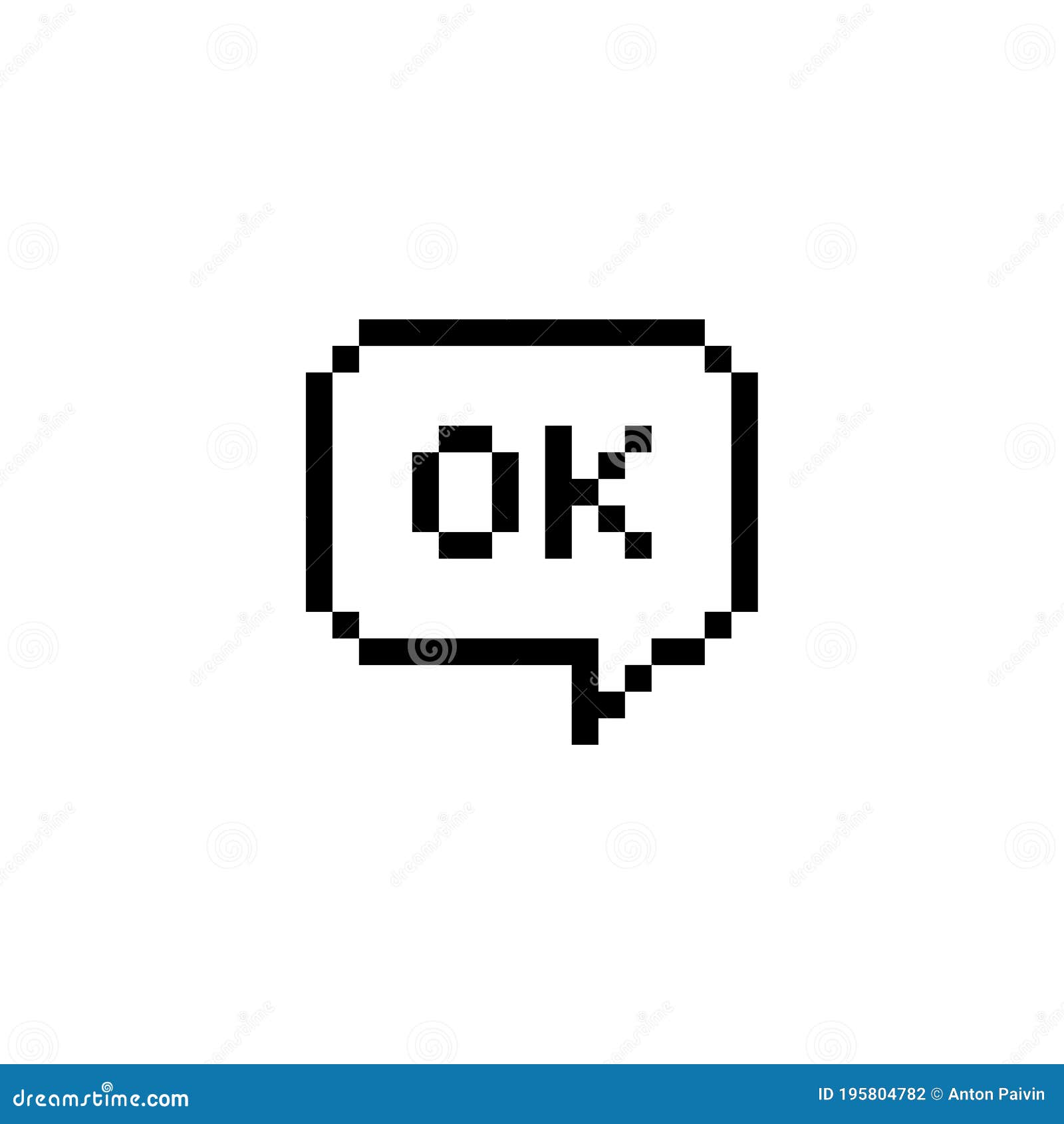 Pixel Art 8-bit Style Text Bubble Ok - Isolated Vector Illustration ...