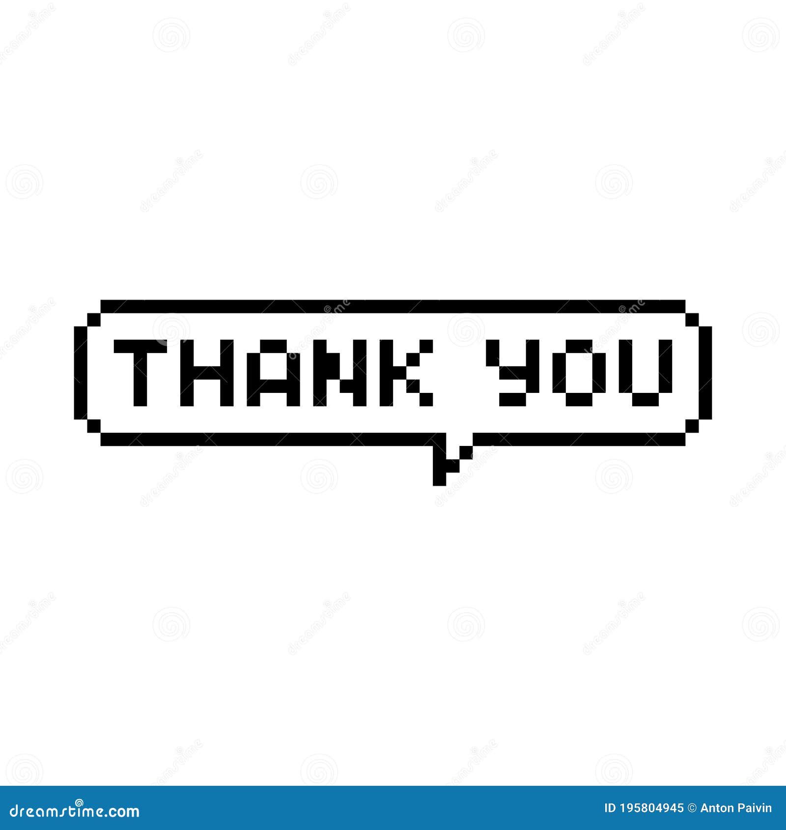 Pixel Art 8-bit Style Text Bubble Thank You - Isolated Vector ...