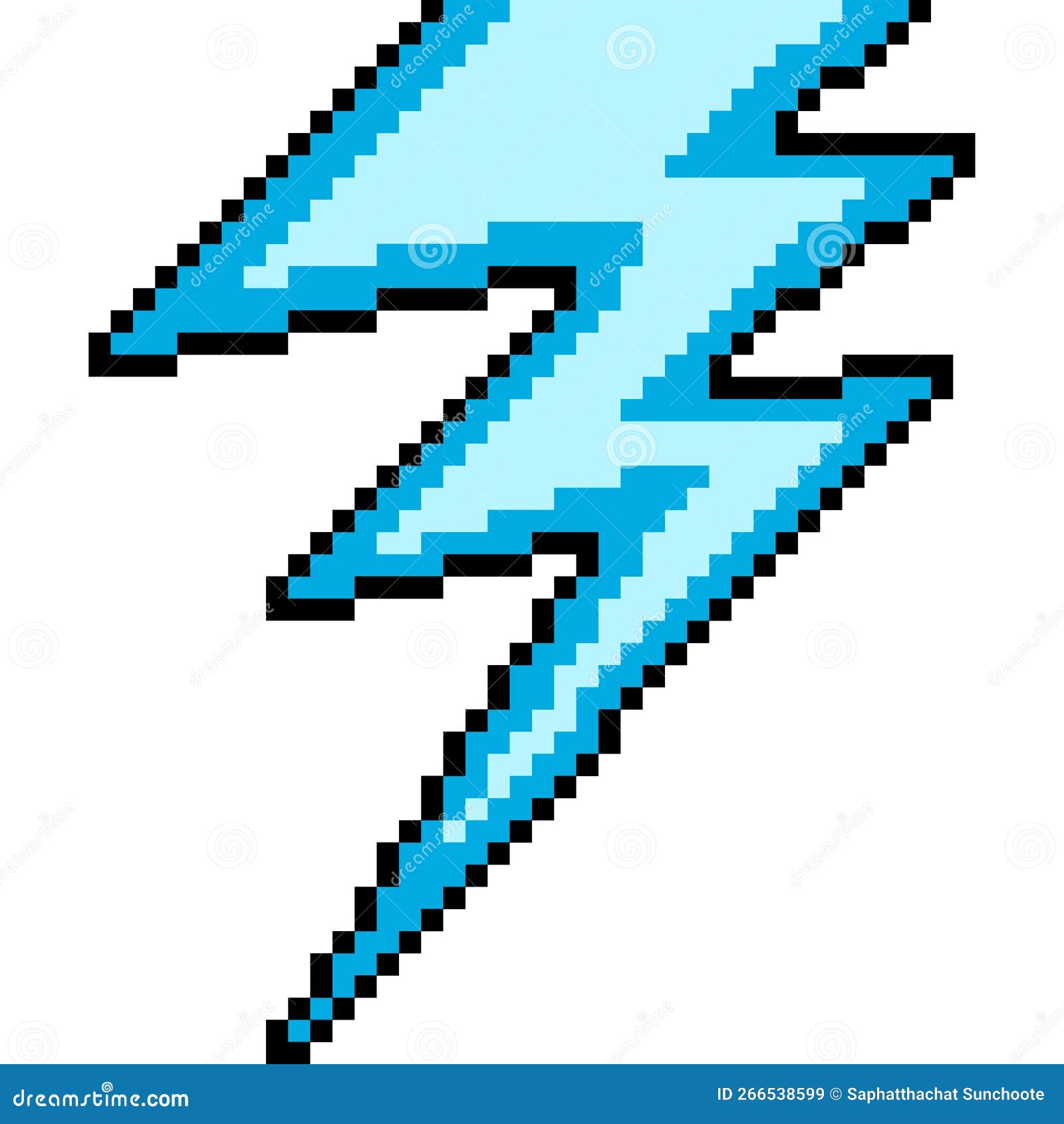 Pixel Art Blue Bolt Thunder Stock Vector - Illustration of icon ...