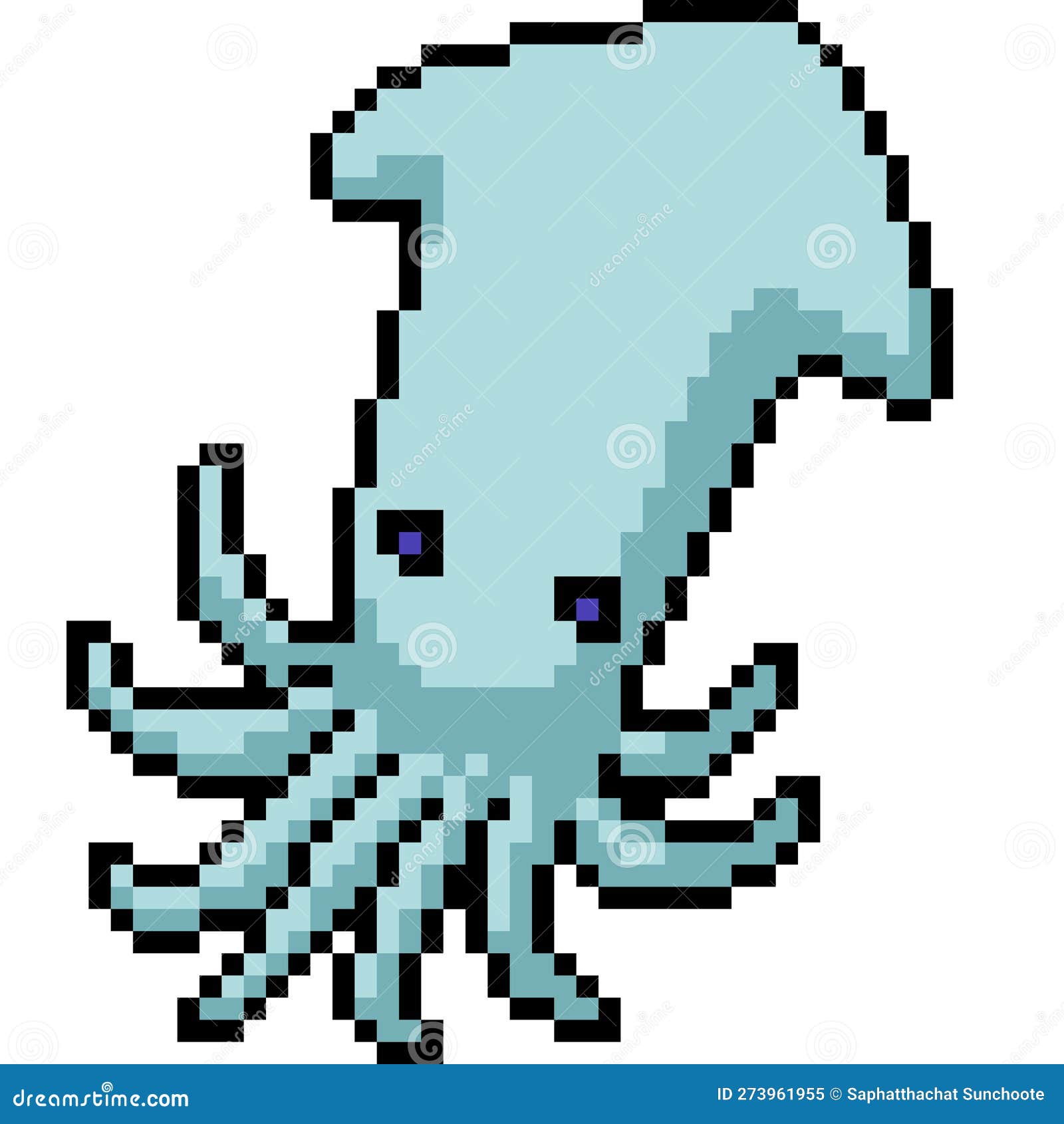 Squid Pixel Art Pattern Seamless 8 Bit Cephalopod Marine Animal ...