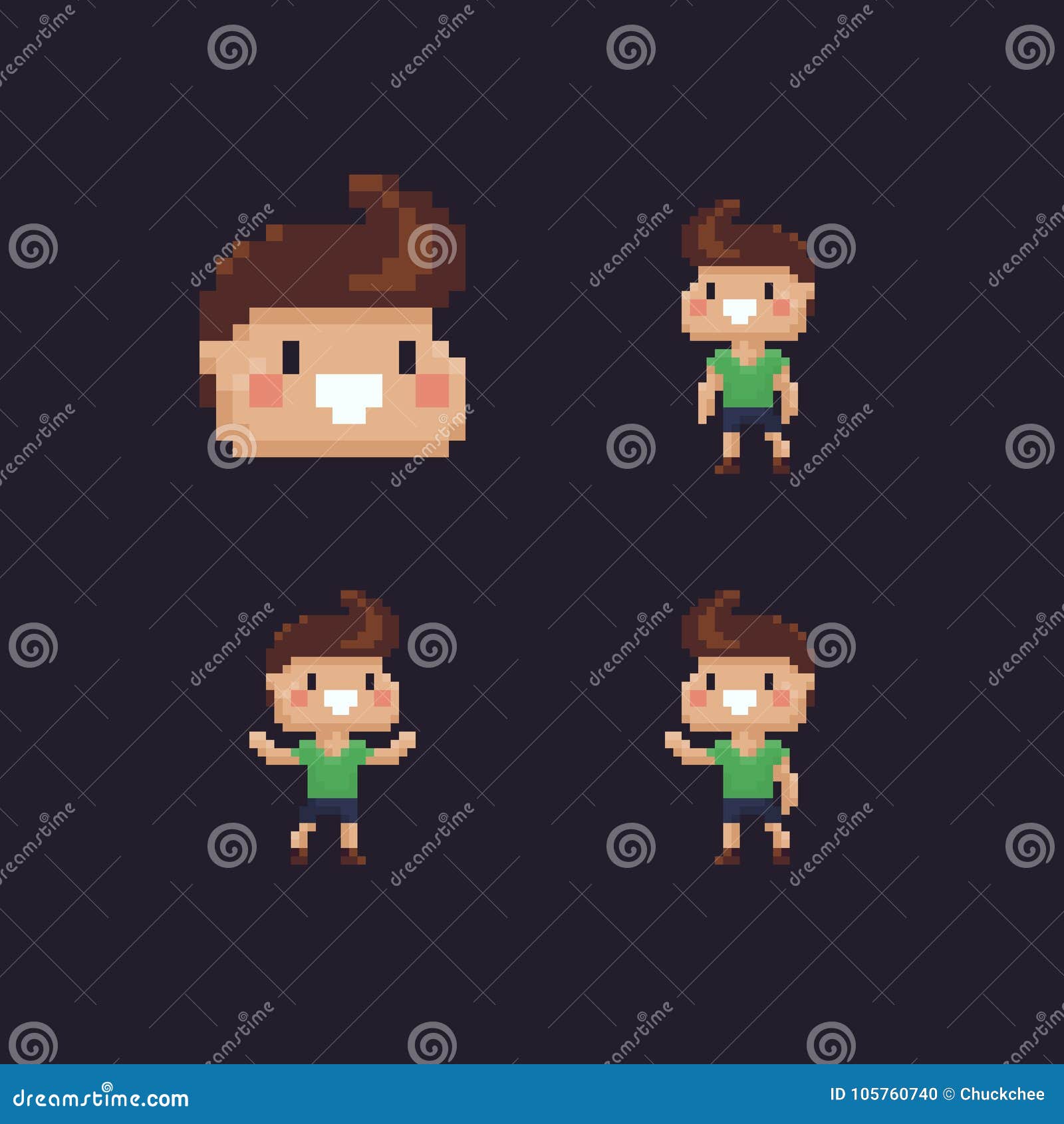 Pixel Art Boy illustrazione vettoriale. Illustrazione di faccia - 105760740