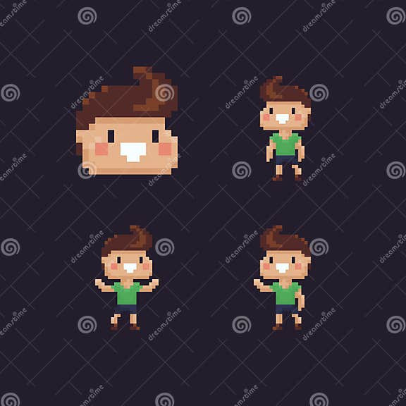 Pixel Art Boy illustrazione vettoriale. Illustrazione di faccia - 105760740
