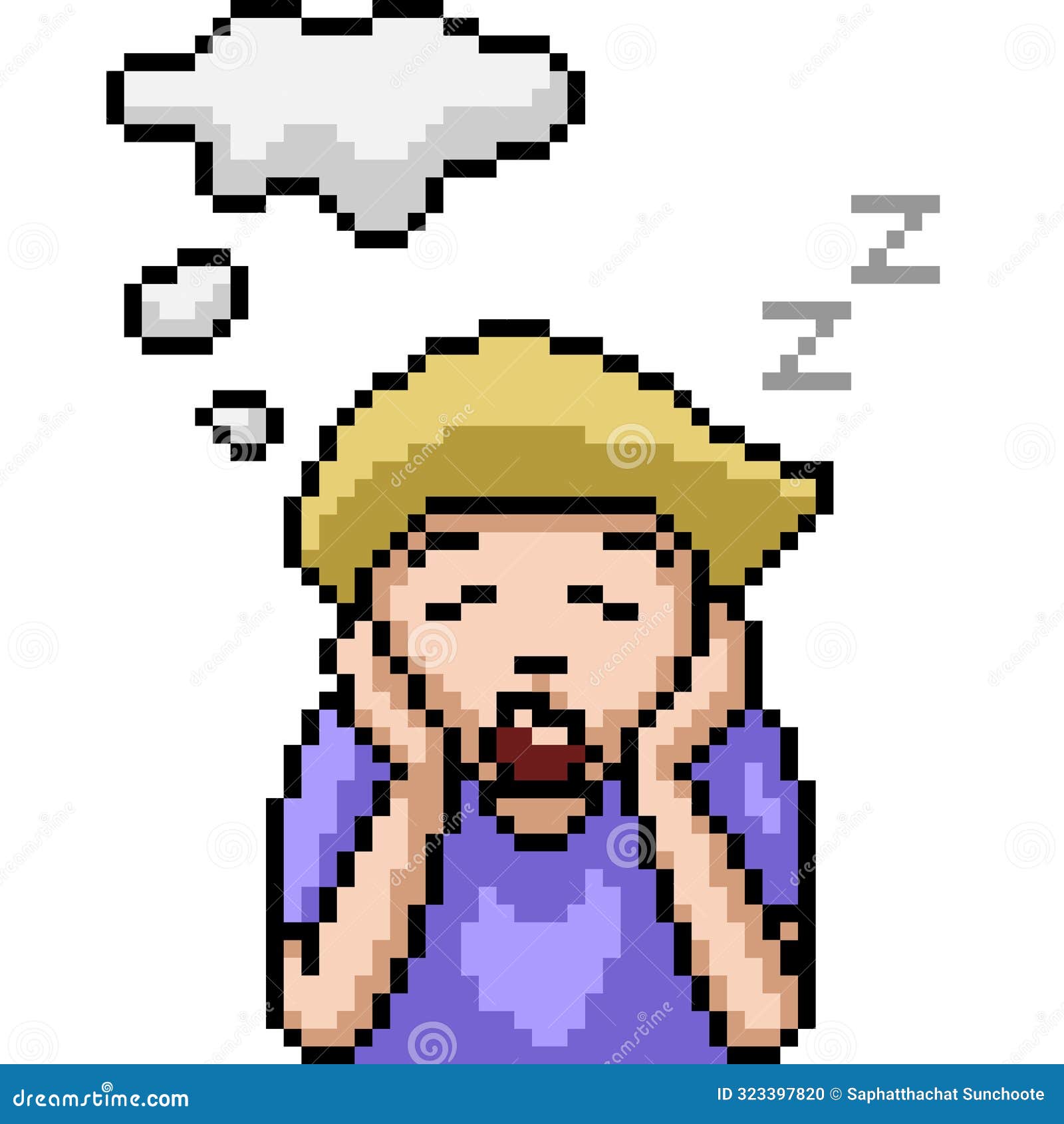 Pixel Art of Boy Daydream Sleep Stock Vector - Illustration of bubble ...