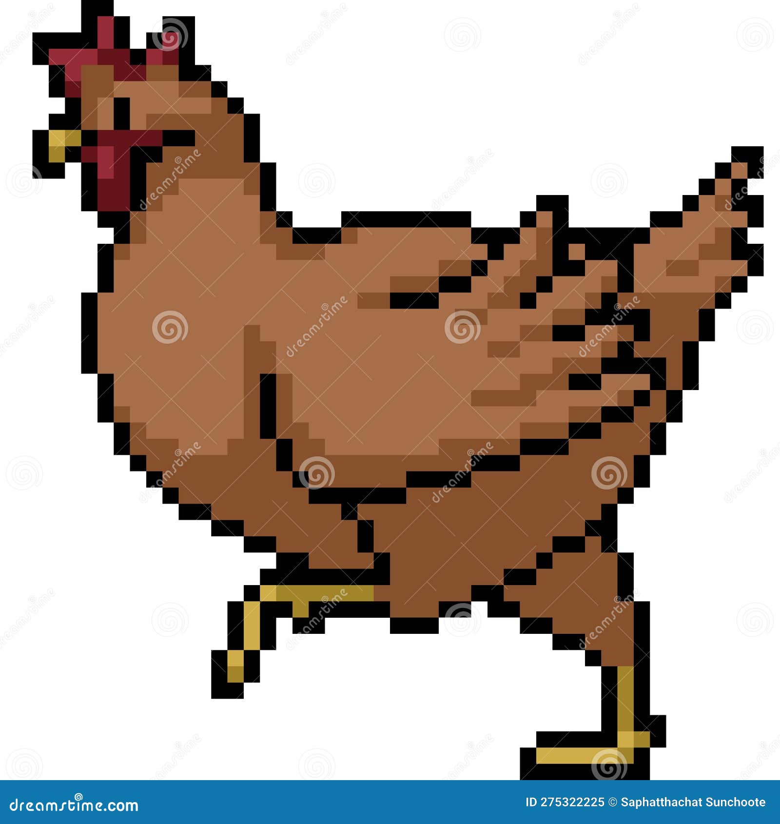 Pixel Art Brown Chicken Walk Stock Vector - Illustration of cartoon ...
