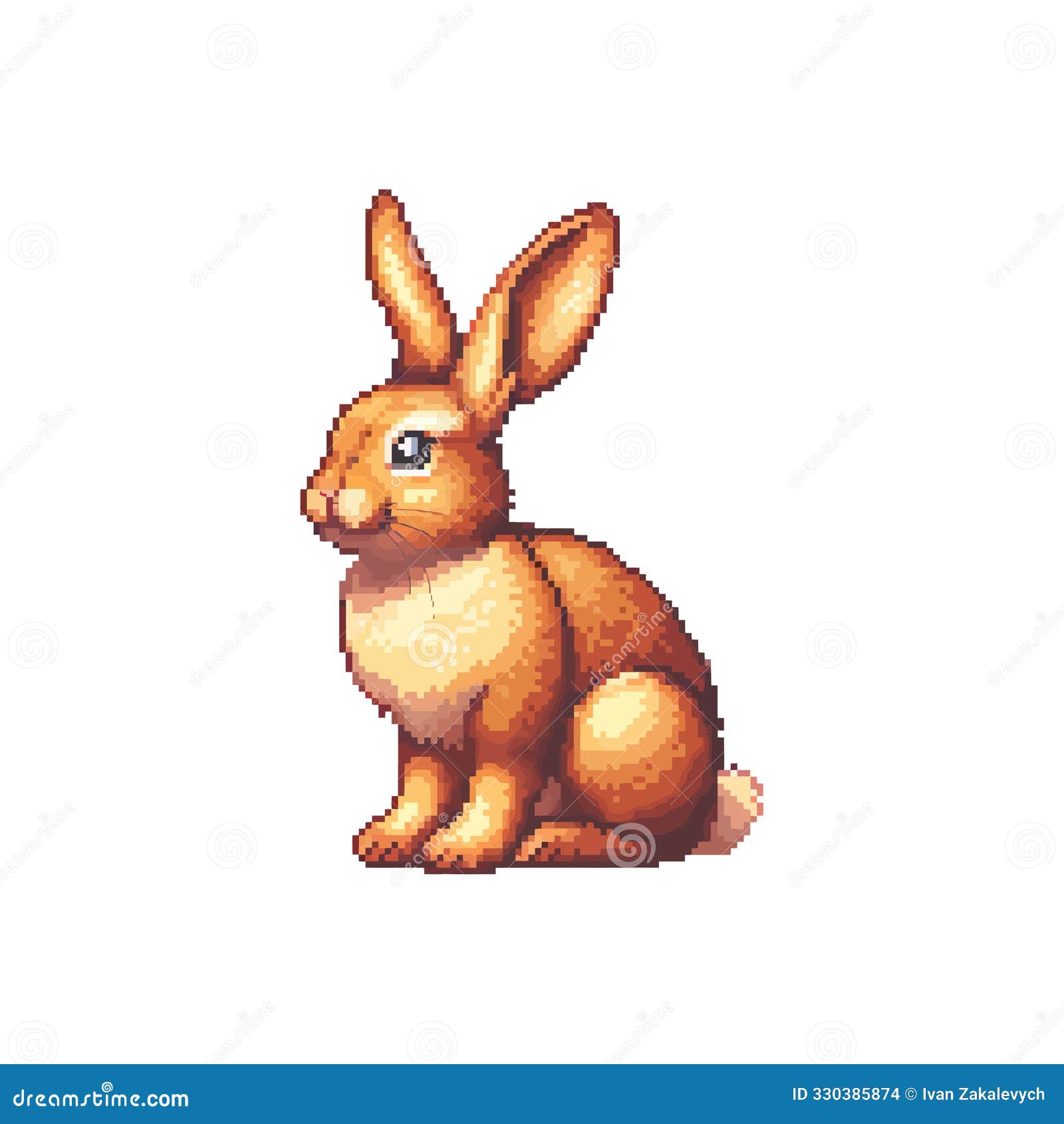 Pixel Art Brown Rabbit with Upright Ears. Vector Icon Design Stock ...