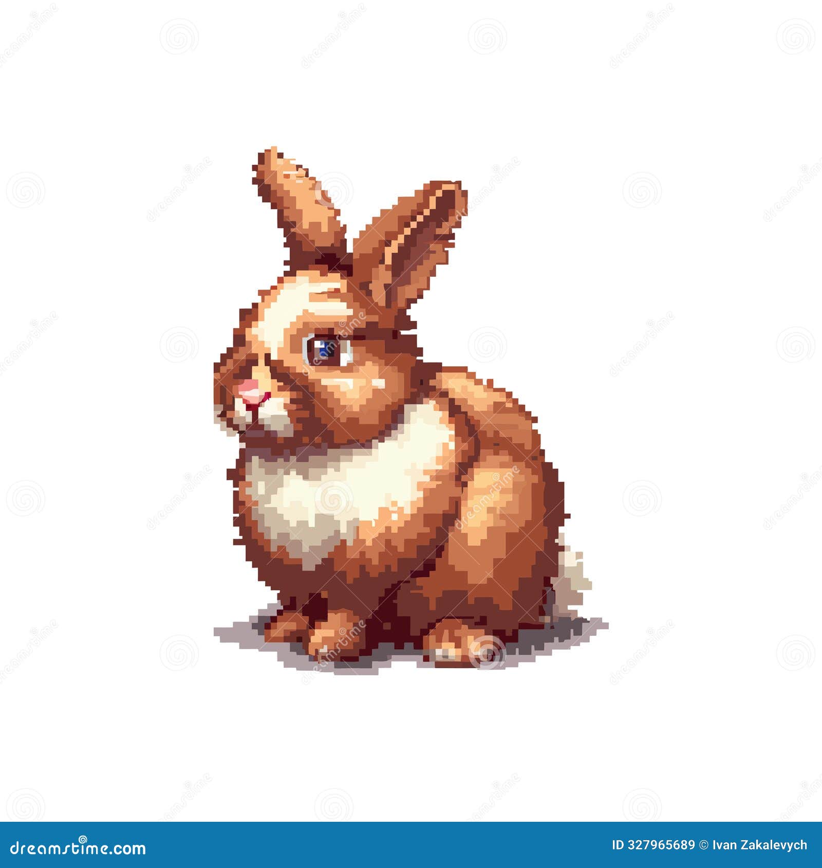 Pixel Art Brown Rabbit on White Background. Vector Illustration Design ...