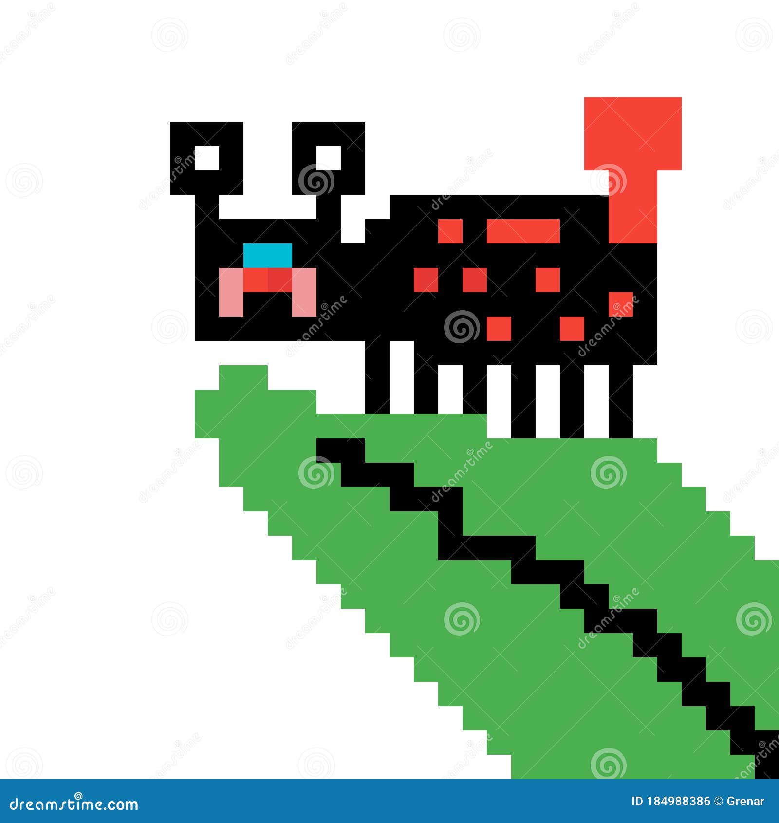 Pixelated Ladybug. Simple Pixel Art Red Ladybug With Black Spots And ...