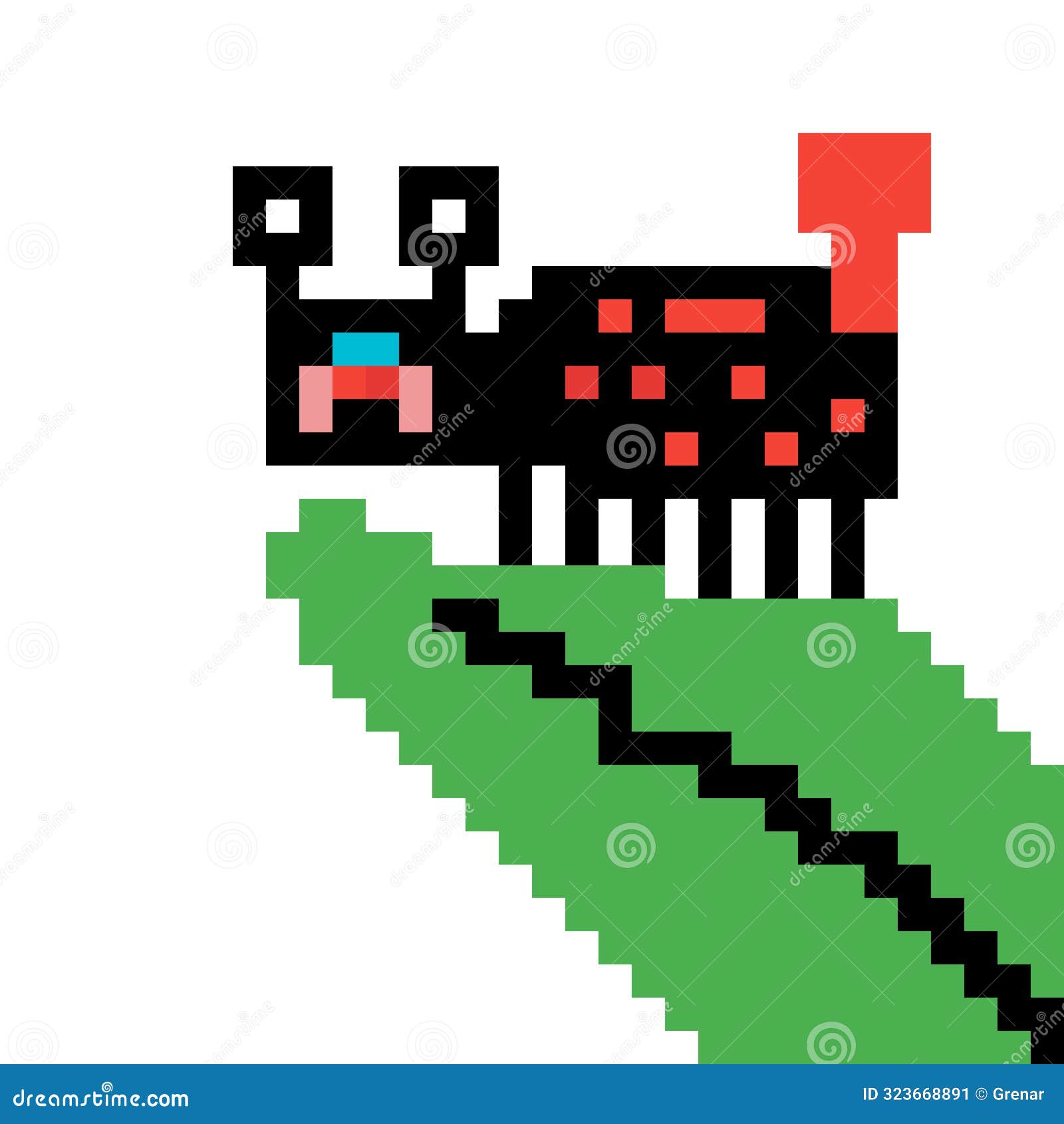 Pixel art bug on leaf stock illustration. Illustration of pixel - 323668891