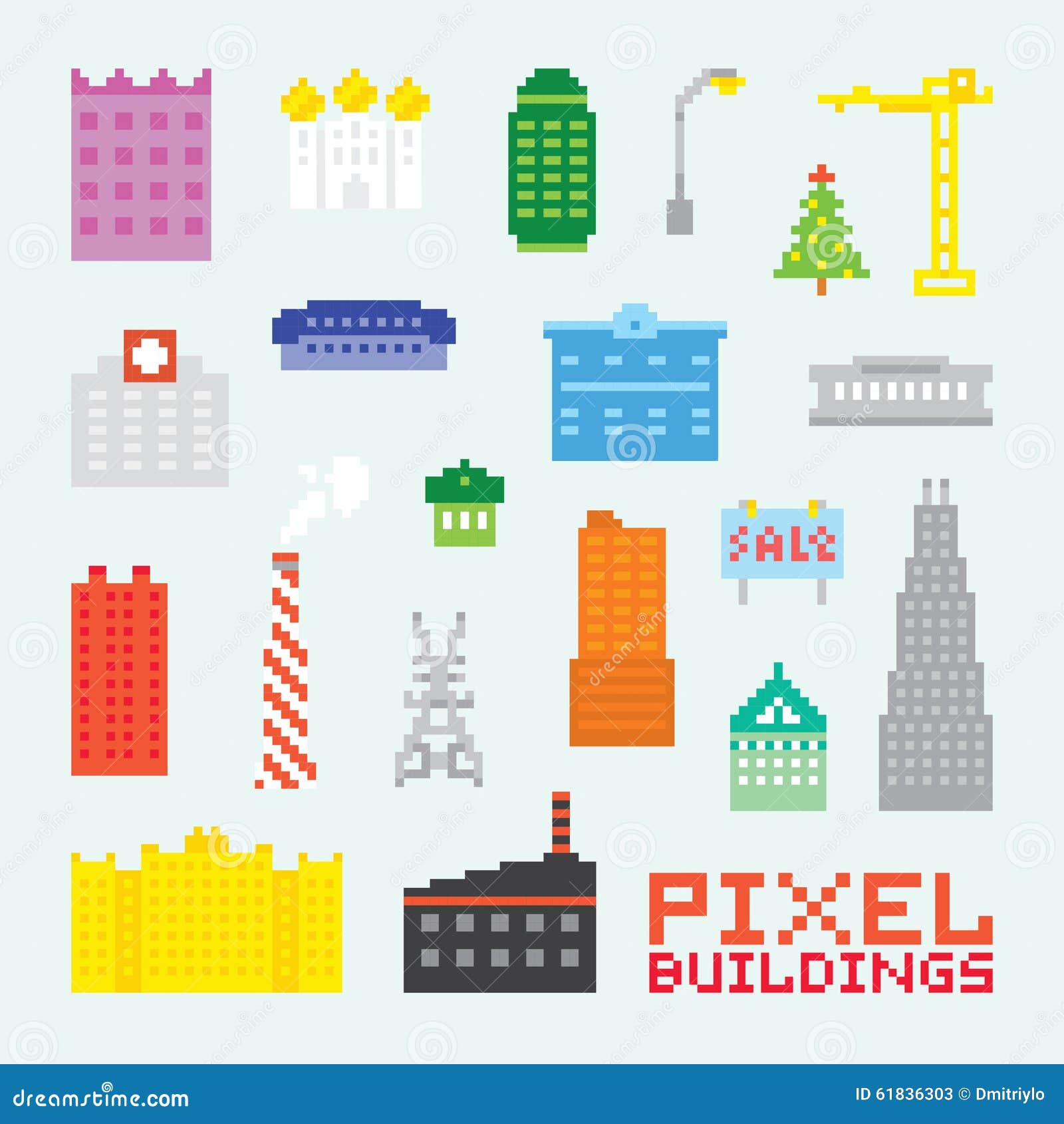 Pixel Art Buildings Vector Set Stock Vector - Illustration of estate ...