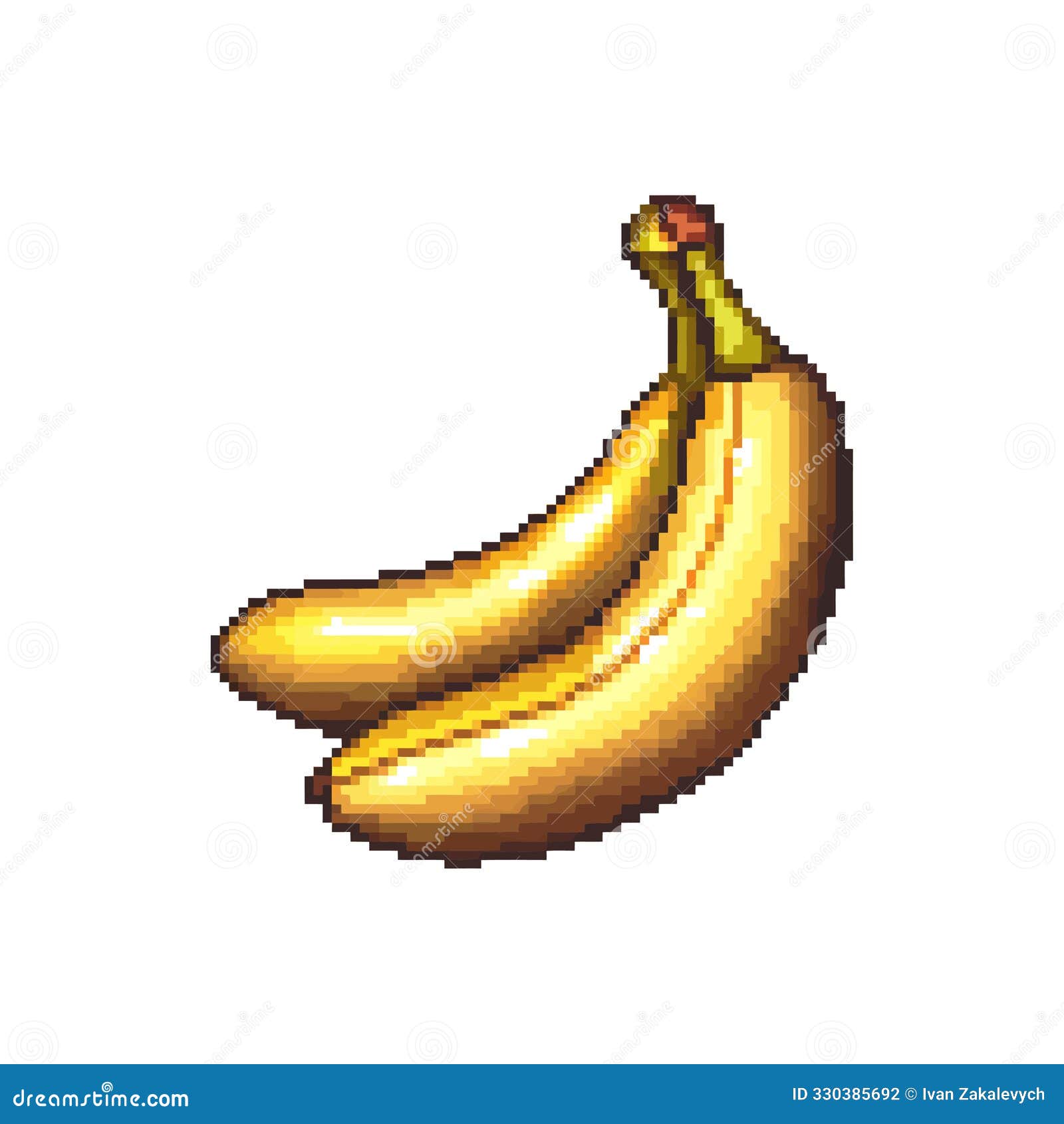 Pixel Art Bunch of Ripe Bananas with Shiny Texture. Vector Icon Design ...