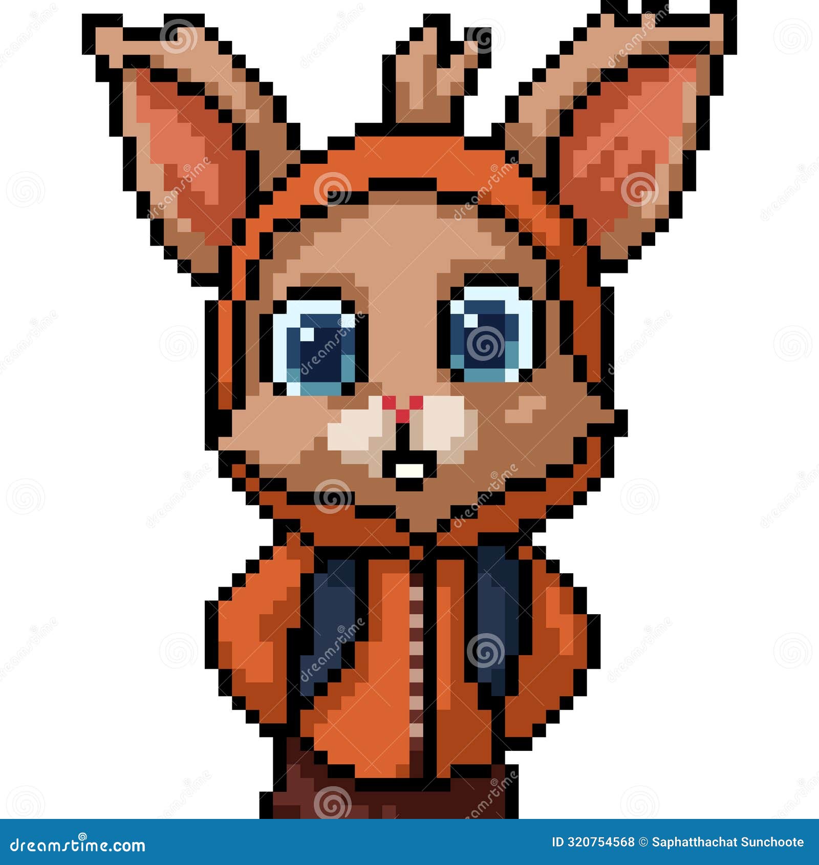 Pixel Art of Bunny Hood Cloth Stock Vector - Illustration of animal ...