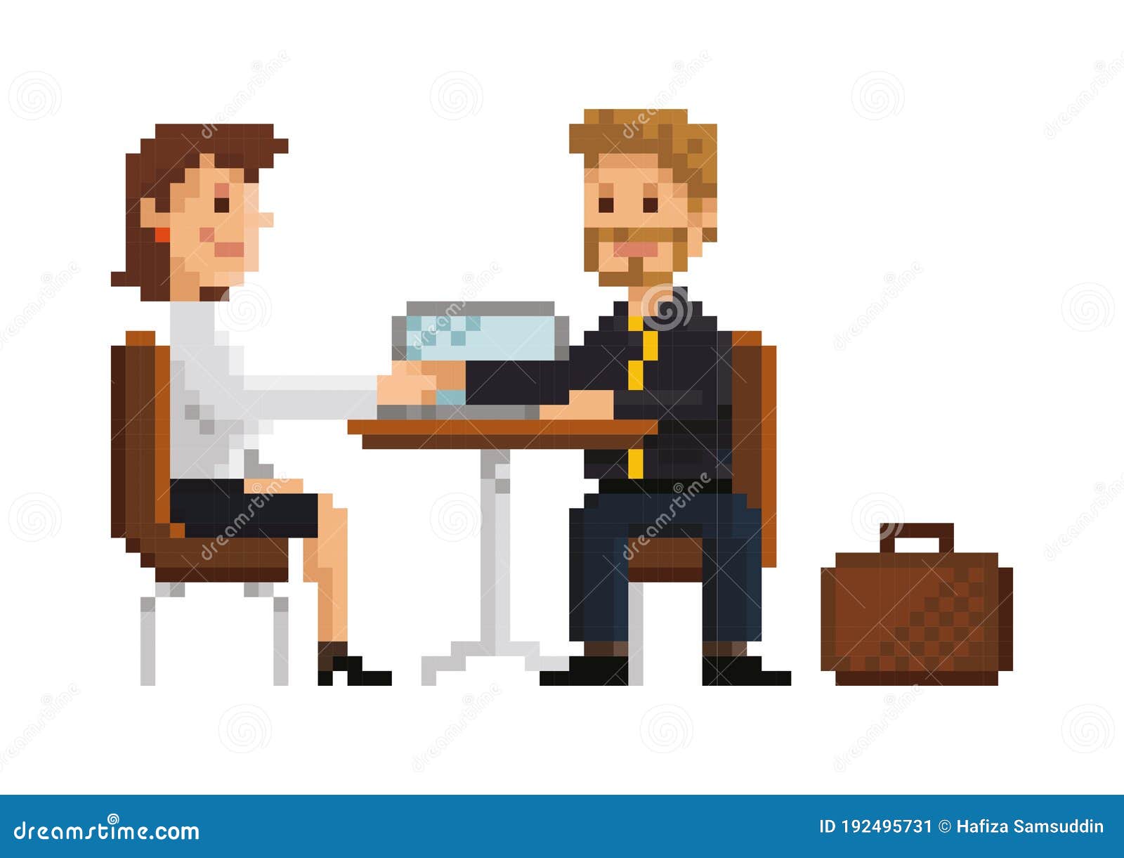 Pixel Art Business Agreement. Vector Illustration Decorative Design ...