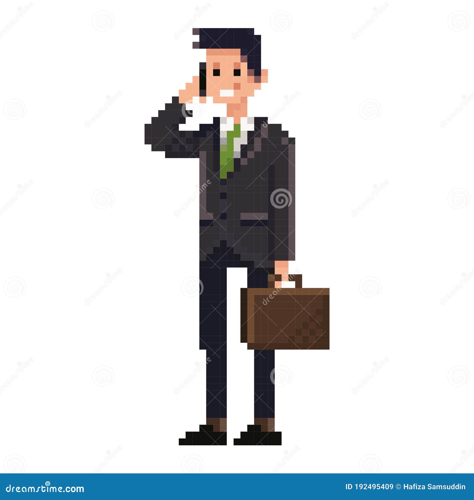 Pixel Art Businessman Networking. Vector Illustration Decorative Design ...