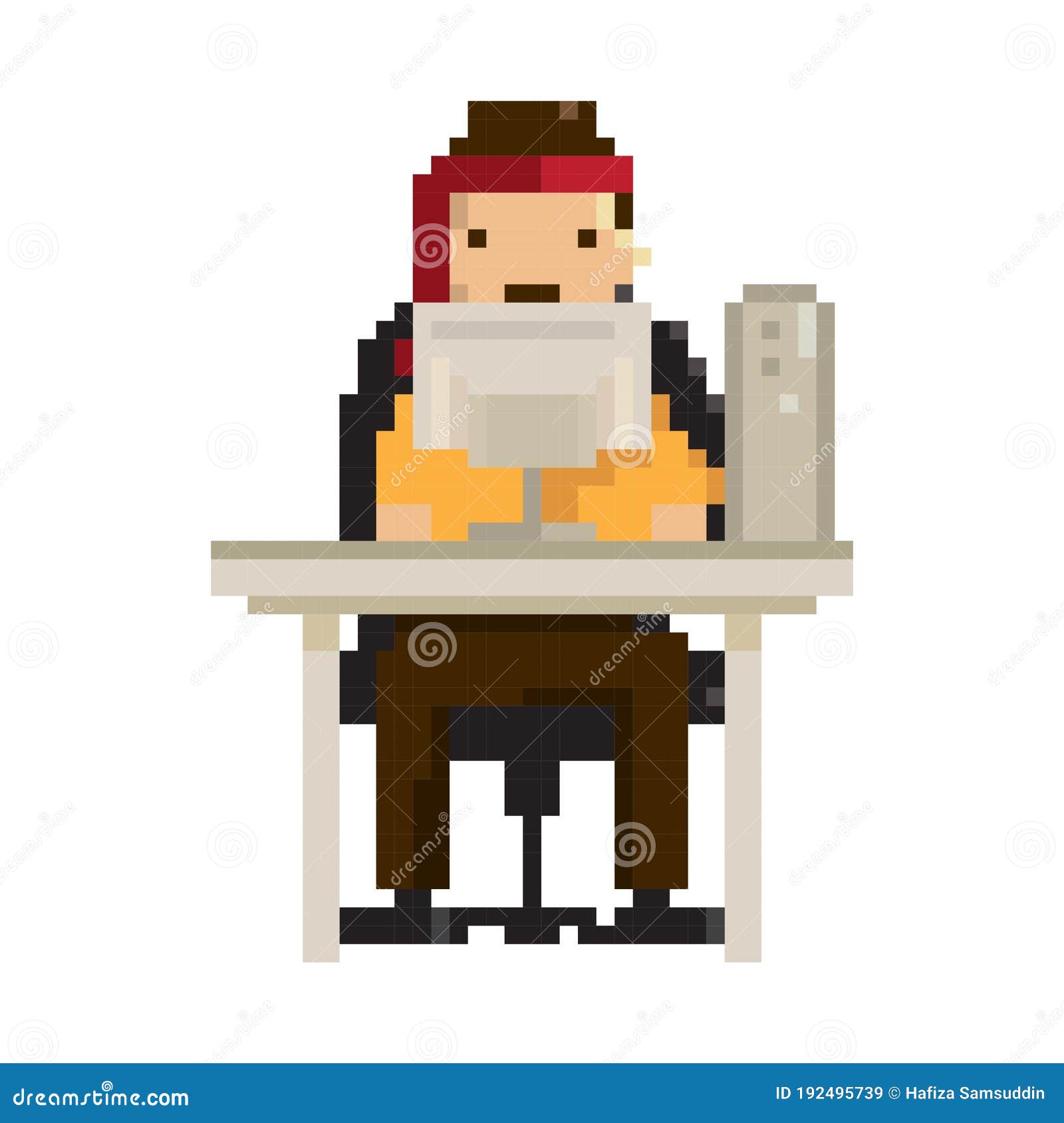 Pixel Art Businessman at Work. Vector Illustration Decorative Design ...