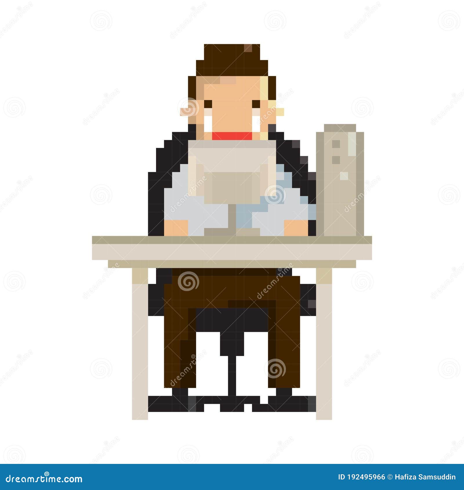 Pixel Art Businessman at Work. Vector Illustration Decorative Design ...