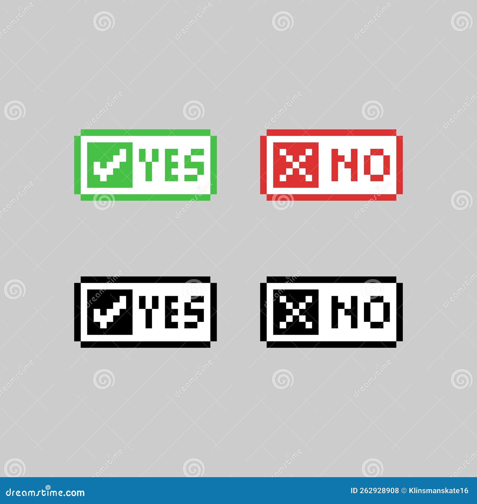 Pixel Art Button Yes and No Design Vector Stock Vector - Illustration ...