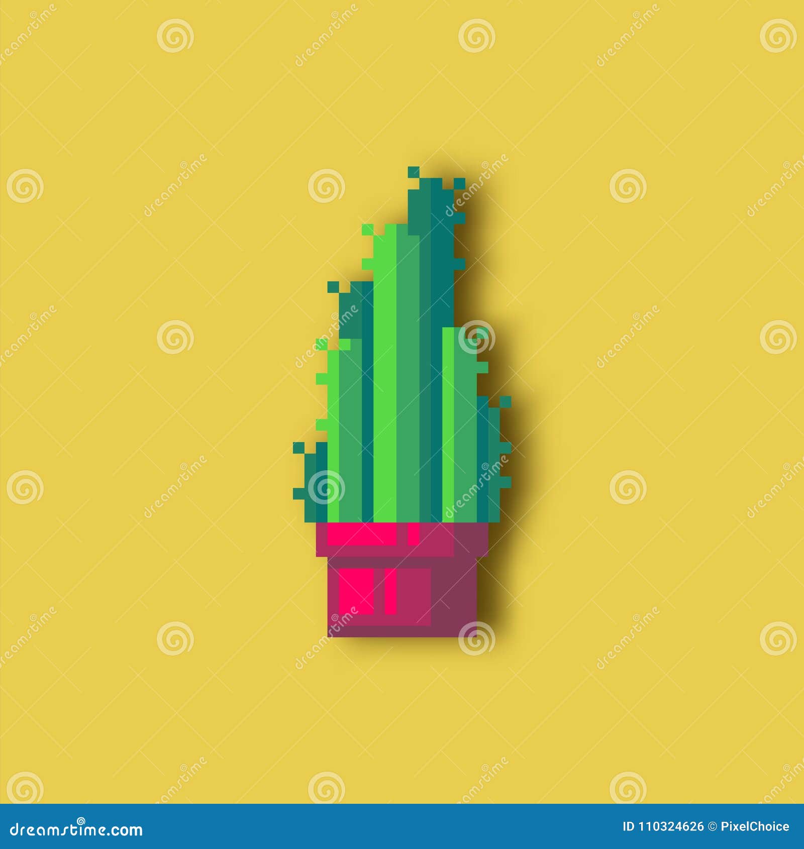 Pixel Art Cactus Tilesets And Plants. Vector Game | CartoonDealer.com ...