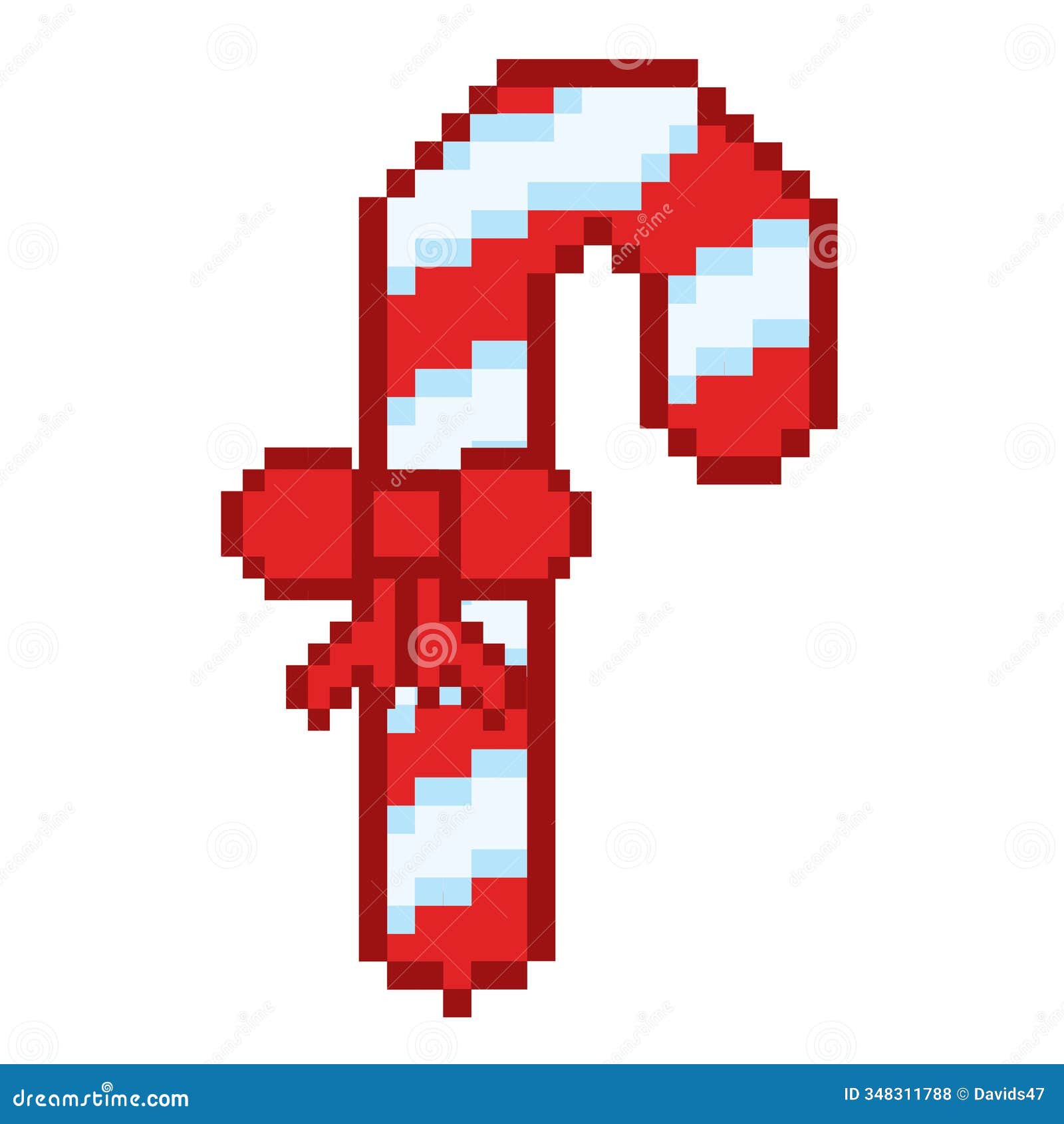 Pixel Art Candy Cane with Red Bow Vector Stock Illustration ...