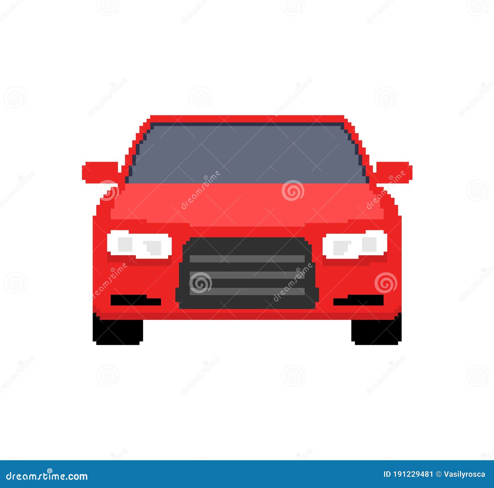 Pixel Art Car Front View. Sport Car 8 Bit Pixel Game Race Icon Stock ...