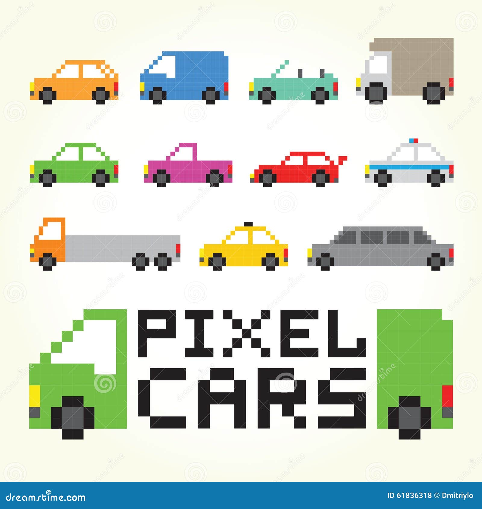 Pixel Art Cars Vector Set Stock Vector - Image: 61836318