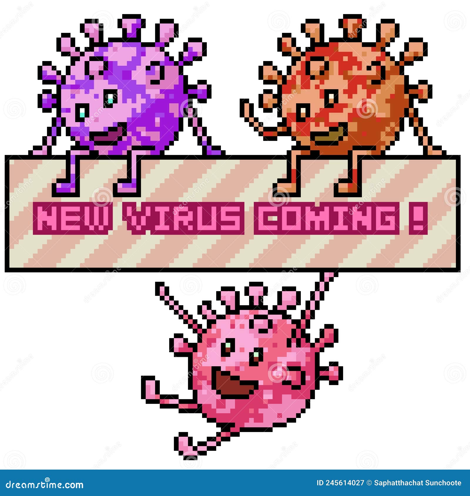 Pixel Art Cartoon Dangerous Virus Stock Vector - Illustration of ...