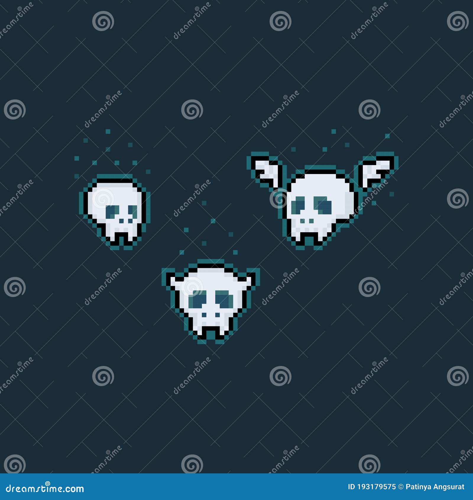 Pixel Art Vampire Skull Head With Snake. Vector Illustration ...