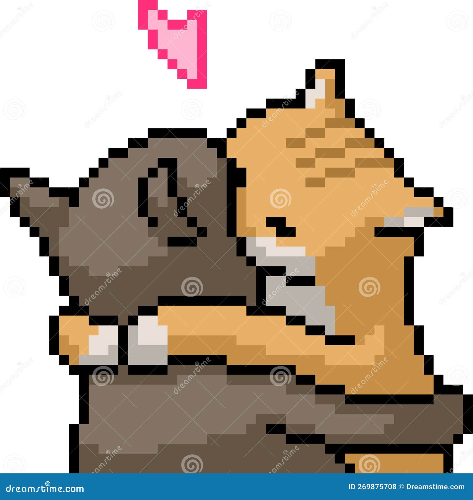 Pixel art cat hug love stock vector. Illustration of romance - 269875708