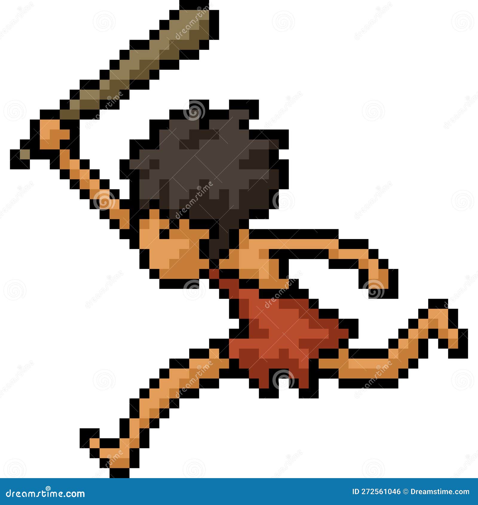 Caveman Pixel Art Pattern Seamless. Prehistoric Man 8 Bit Background ...