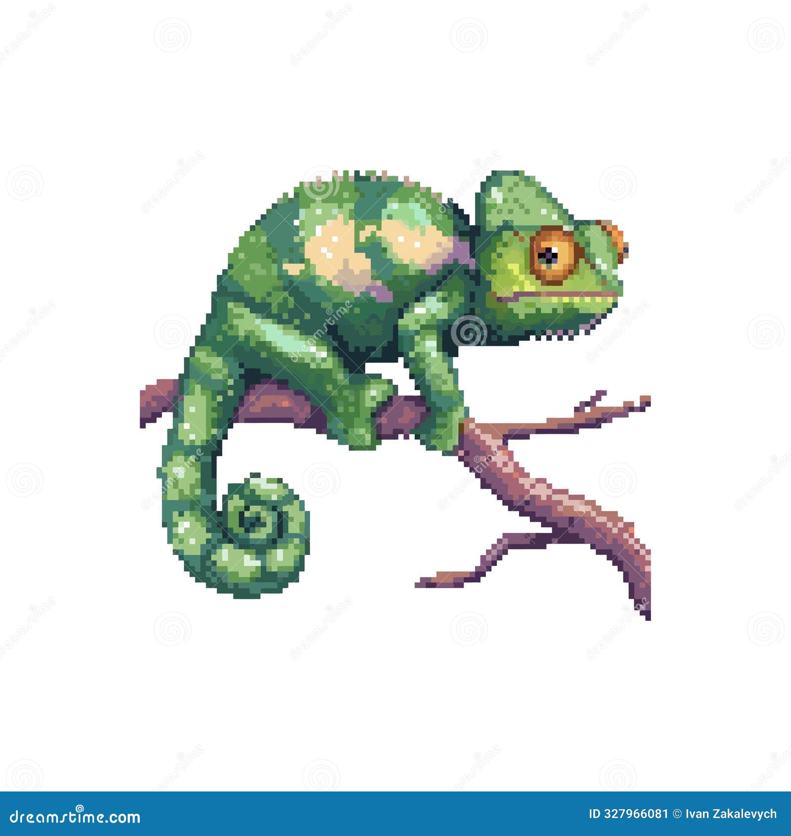 Pixel Art Chameleon Game Asset Design Vector Illustration ...