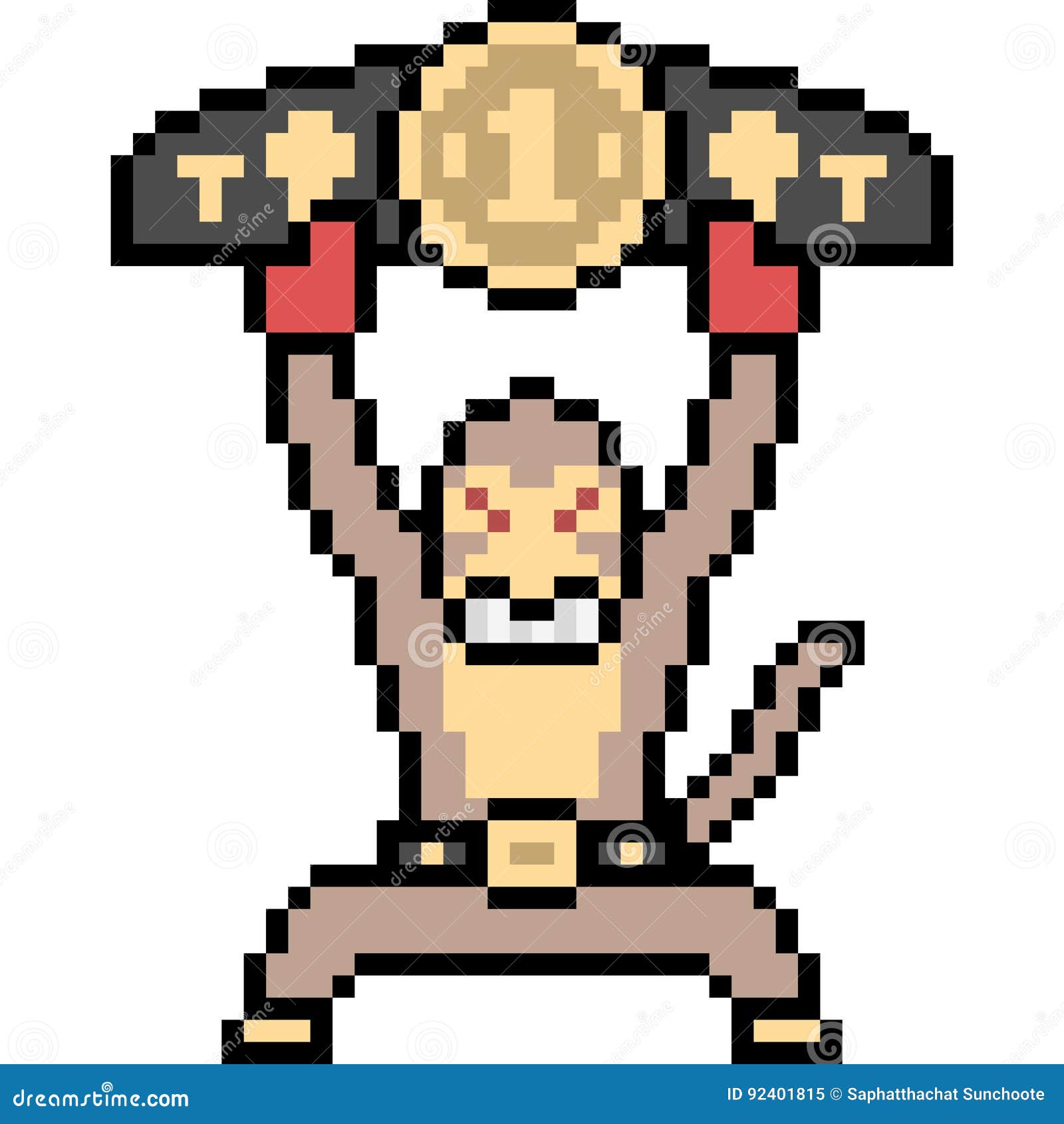 Pixel art champion monkey stock illustration. Illustration of flat ...