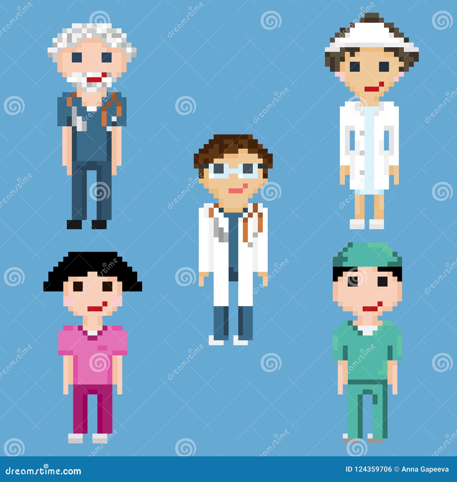 Smiley Nurse In Pixel Art Style Cartoon Vector | CartoonDealer.com ...