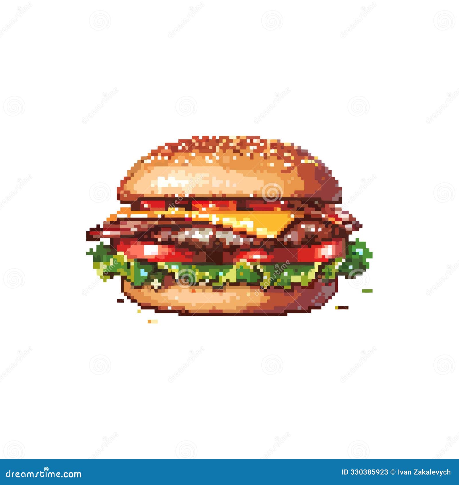 Pixel Art Cheeseburger with Lettuce and Tomato. Vector Icon Design ...