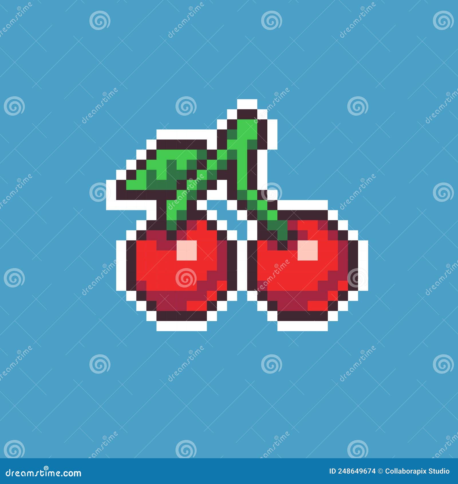 Pixel Art Cherry Fruit Icon for Game Development Stock Vector ...