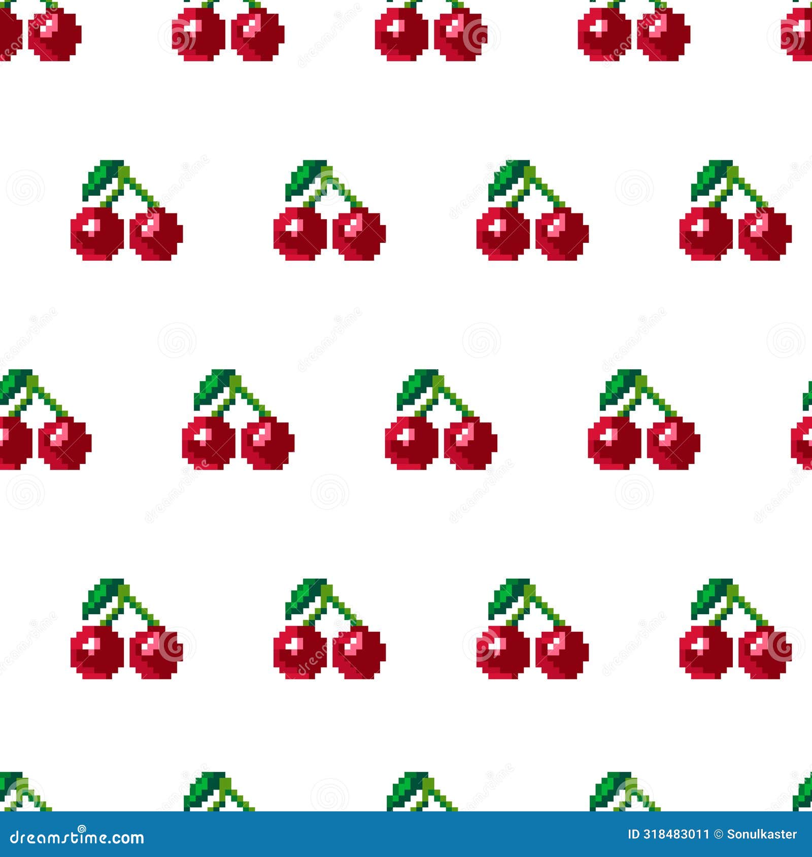 Pixel Art Cherry Seamless Pattern Stock Vector - Illustration of trendy, white: 318483011