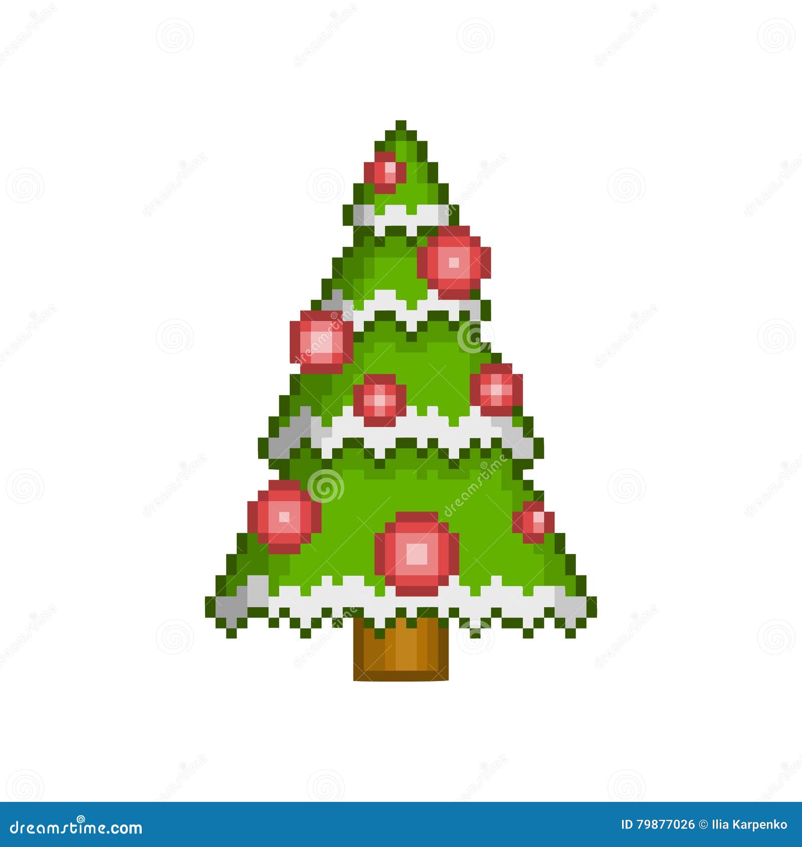 Pixel Art Christmas Tree with Ornaments Stock Illustration ...